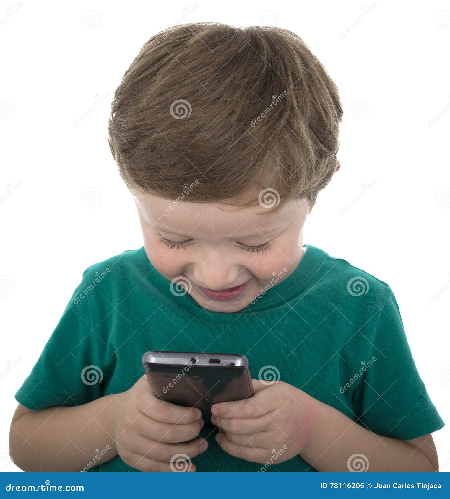 Cute Little Boy Texting on the Phone. Stock Image - Image of precious ...