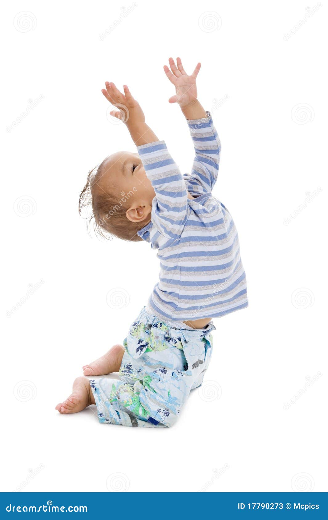 Cute Little Boy Trying To Catch Something Stock Image - Image of ...