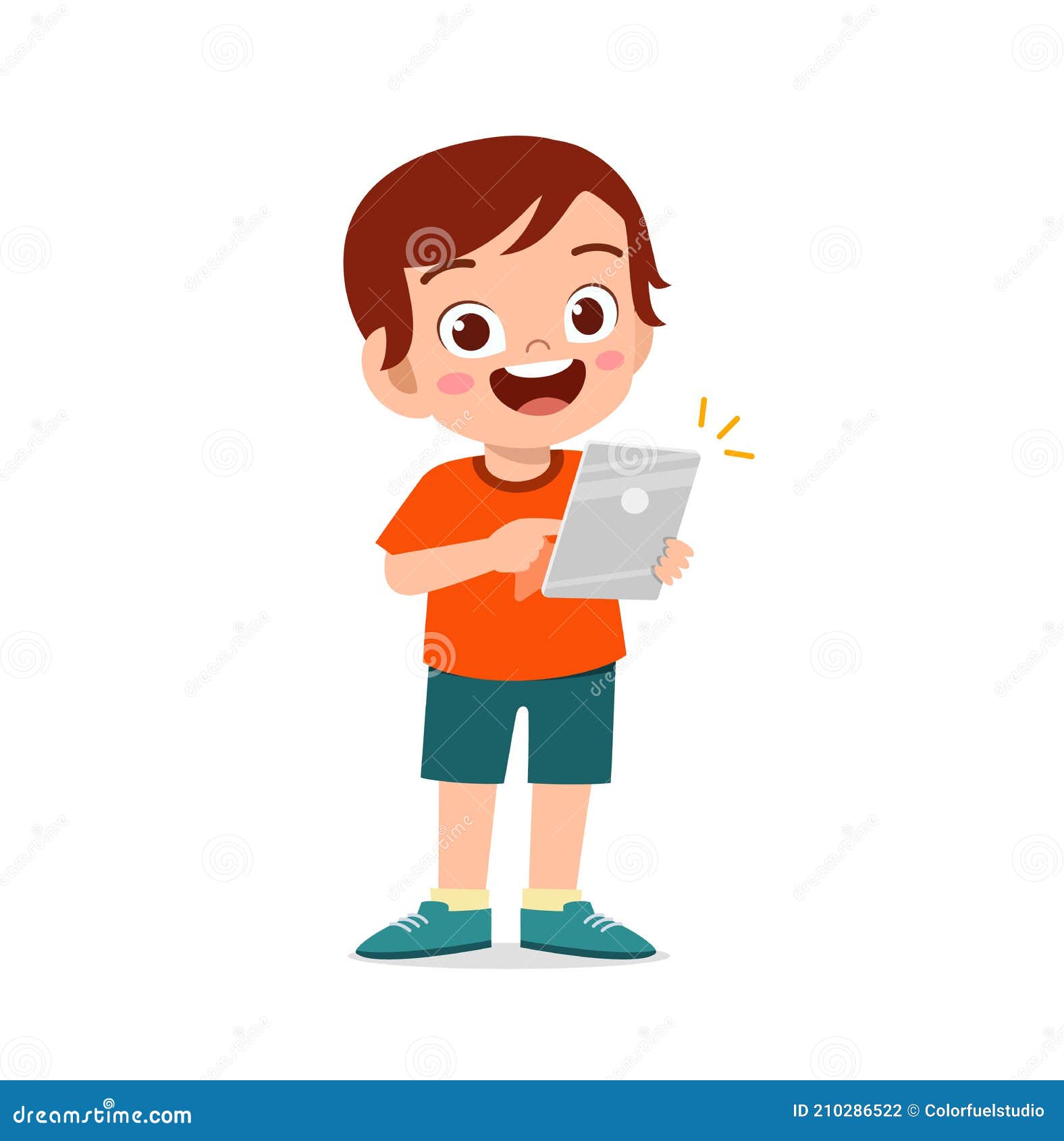 Cute Little Boy Using Smartphone and Internet Stock Vector ...