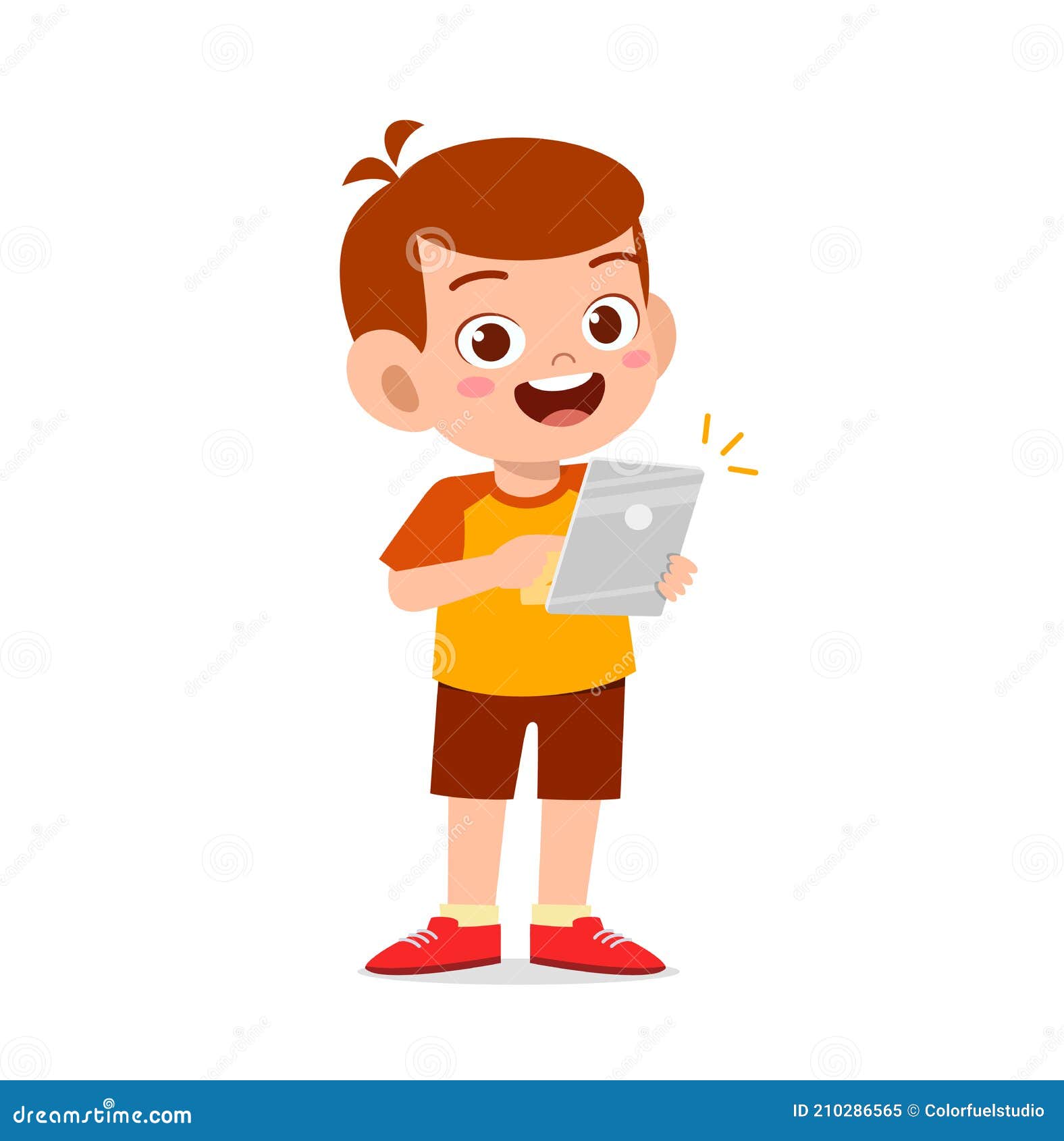 Cute Little Boy Using Smartphone and Internet Stock Vector ...