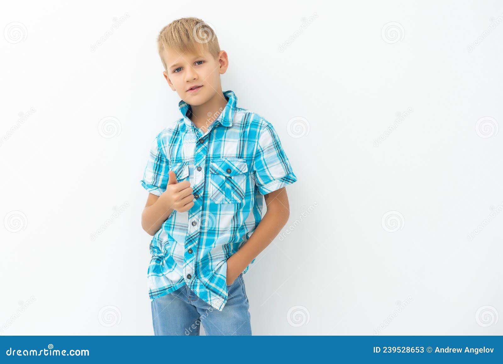 Cute Little Boy on White Background Stock Image - Image of caucasian ...