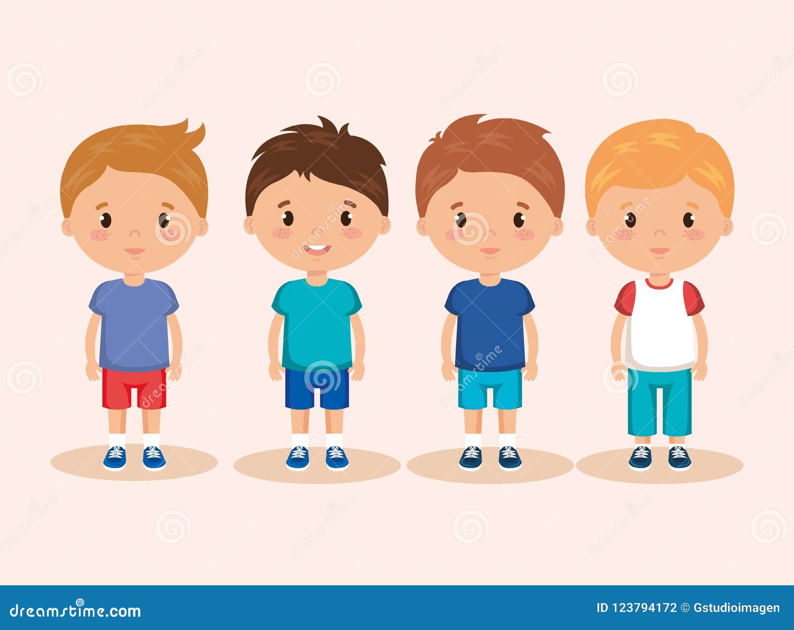 Cute and little boys group stock vector. Illustration of person - 123794172