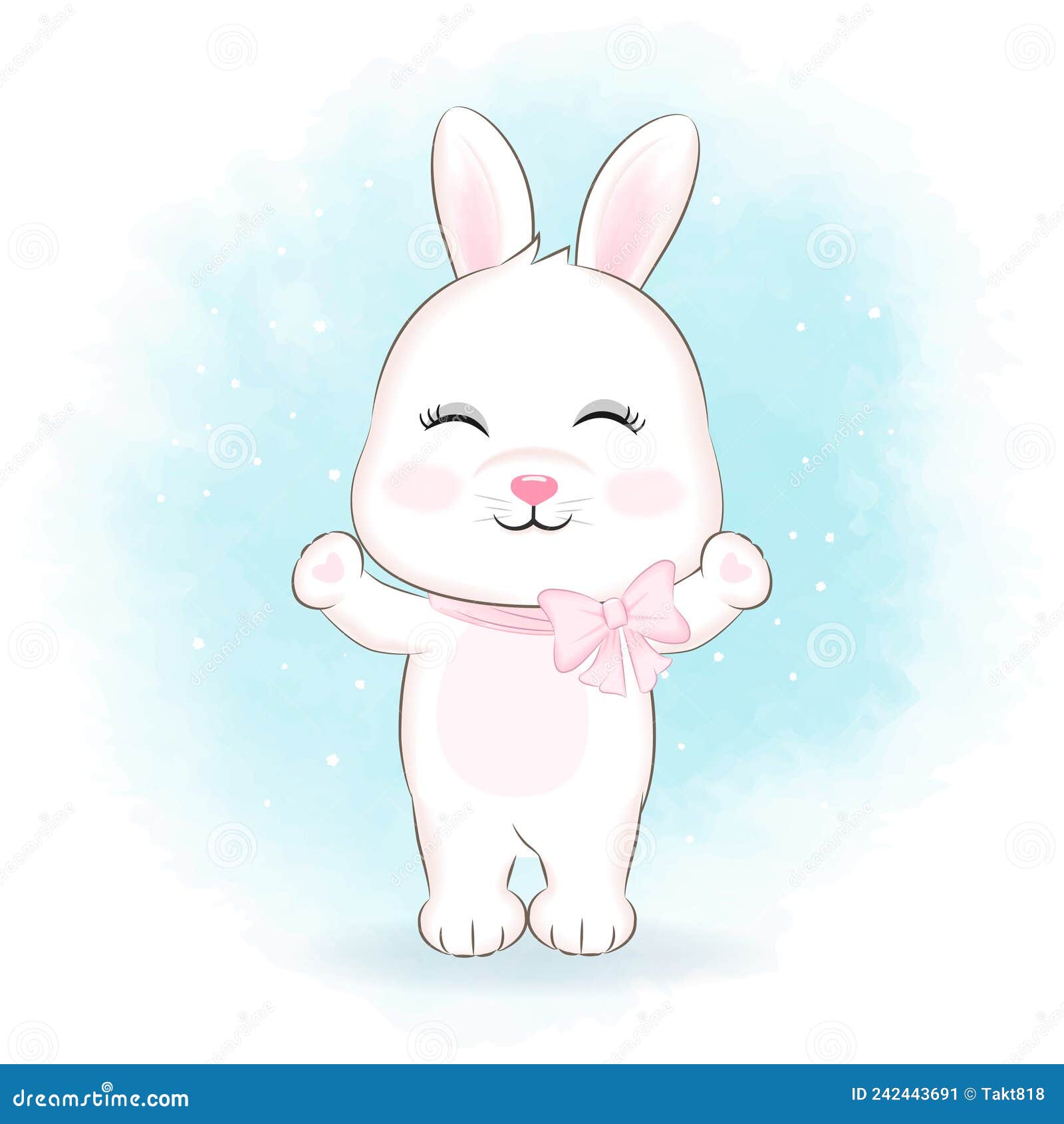 Cute Little Bunny Cartoon Illustration Stock Vector - Illustration of ...