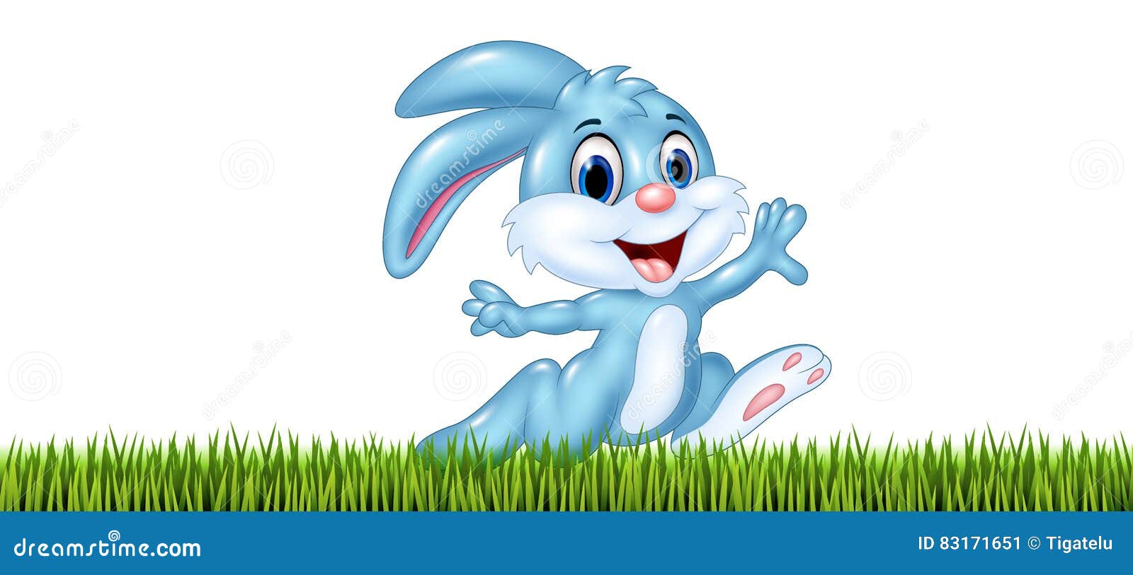 Cute Little Bunny Jumping on Grass Stock Vector - Illustration of happy ...