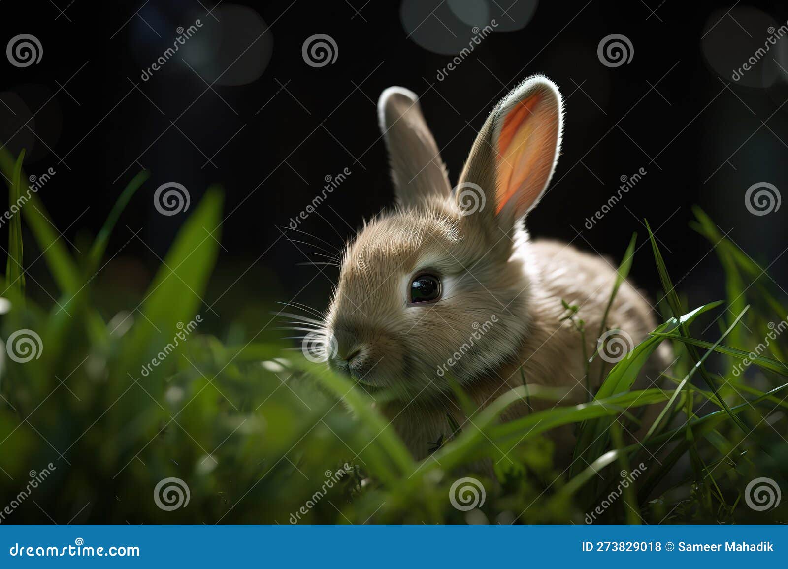 A Cute Little Bunny Nibbling on Some Grass Generative AI Stock ...