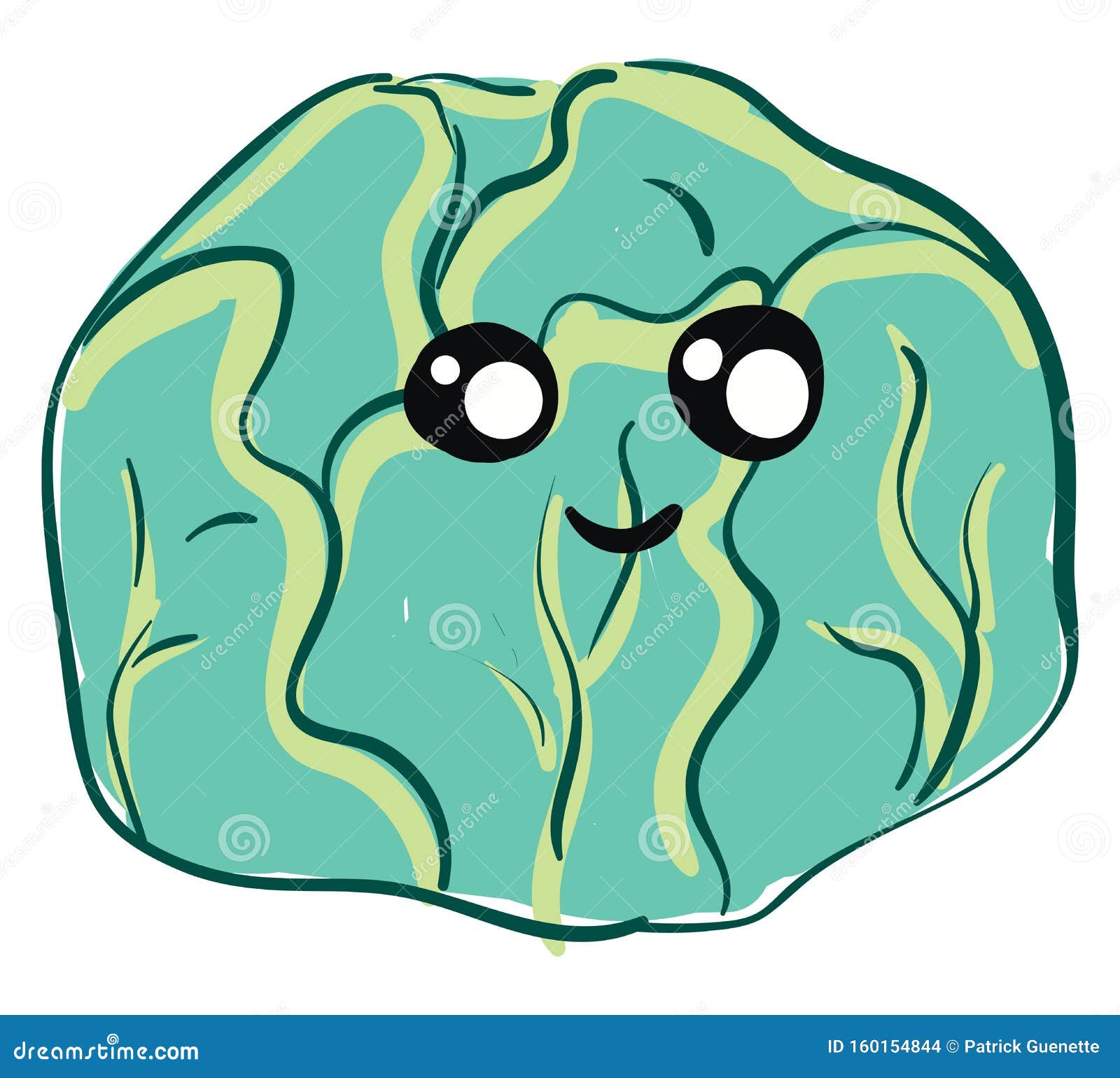 Cabbage Cute Anime Humanized Smiling Cartoon Vegetable Food Character ...