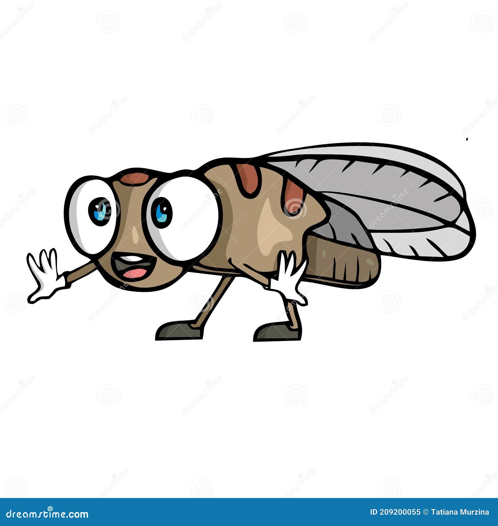 Cute Little Cartoon Fly Insect Vector Illustration Stock Vector ...