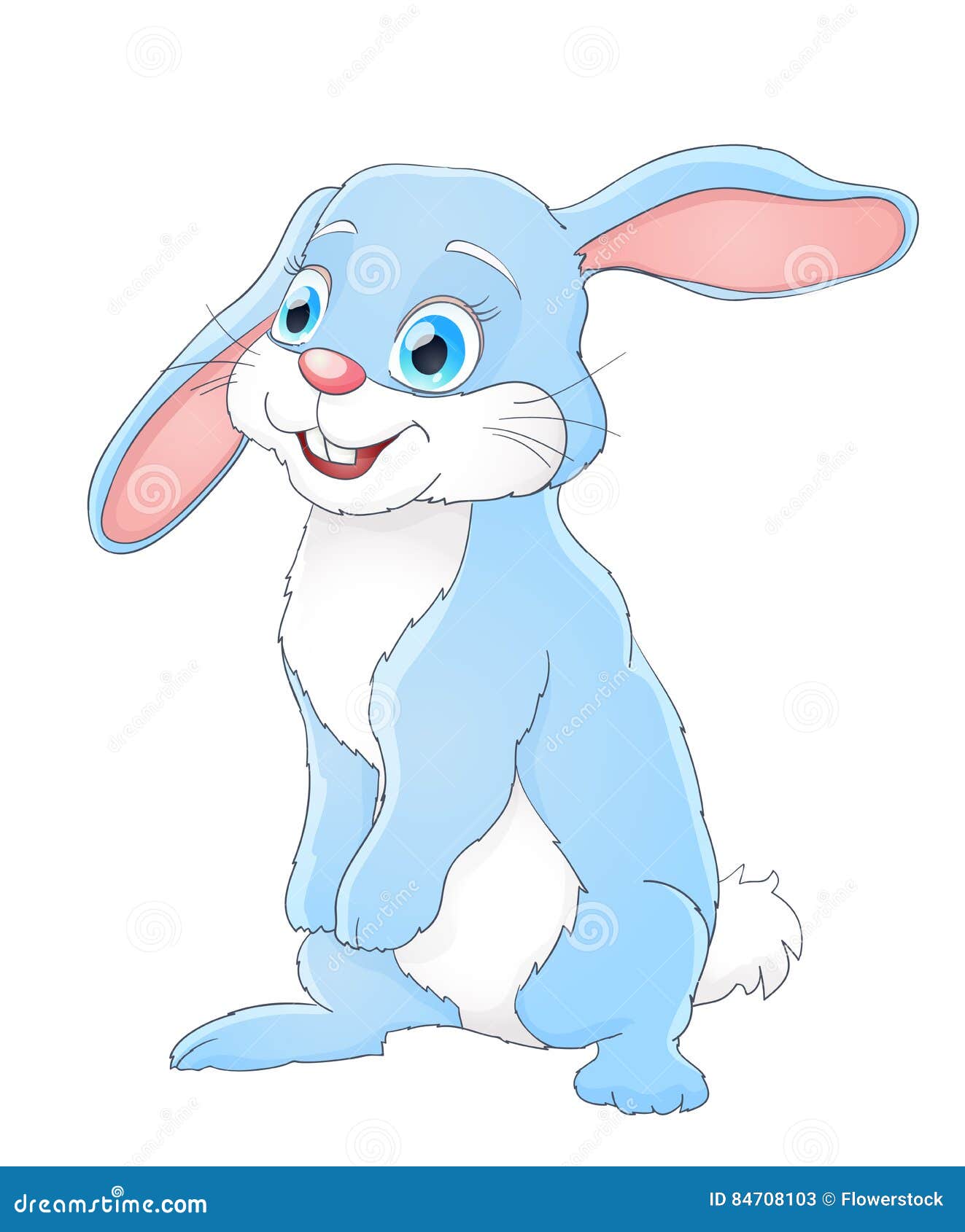 Cute Little Cartoon Rabbit Standing and Smiling on White Stock Vector ...