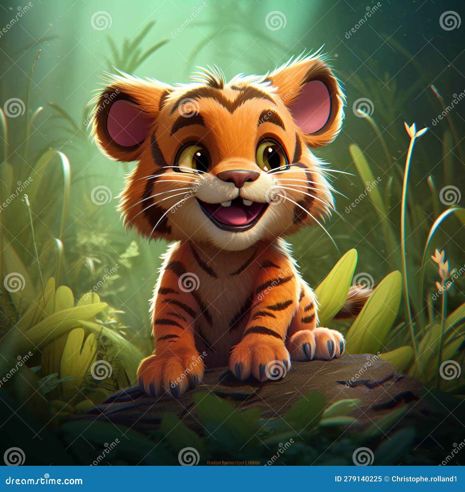 Cute Little Cartoon Tiger - Generative AI, AI Generated Stock ...