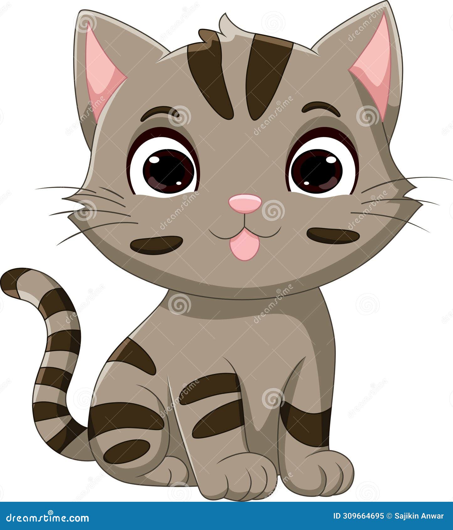 Cute little cat cartoon stock vector. Illustration of beautiful - 309664695