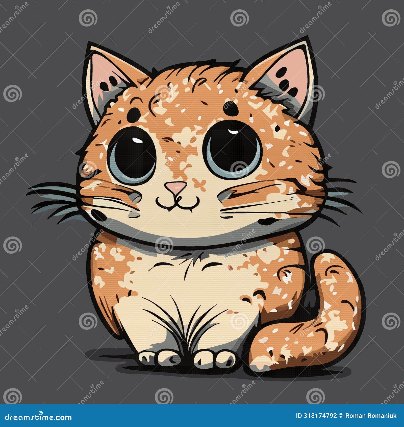 Cute Little Cat Kitten Alone Cartoon Animal Stock Vector - Illustration ...