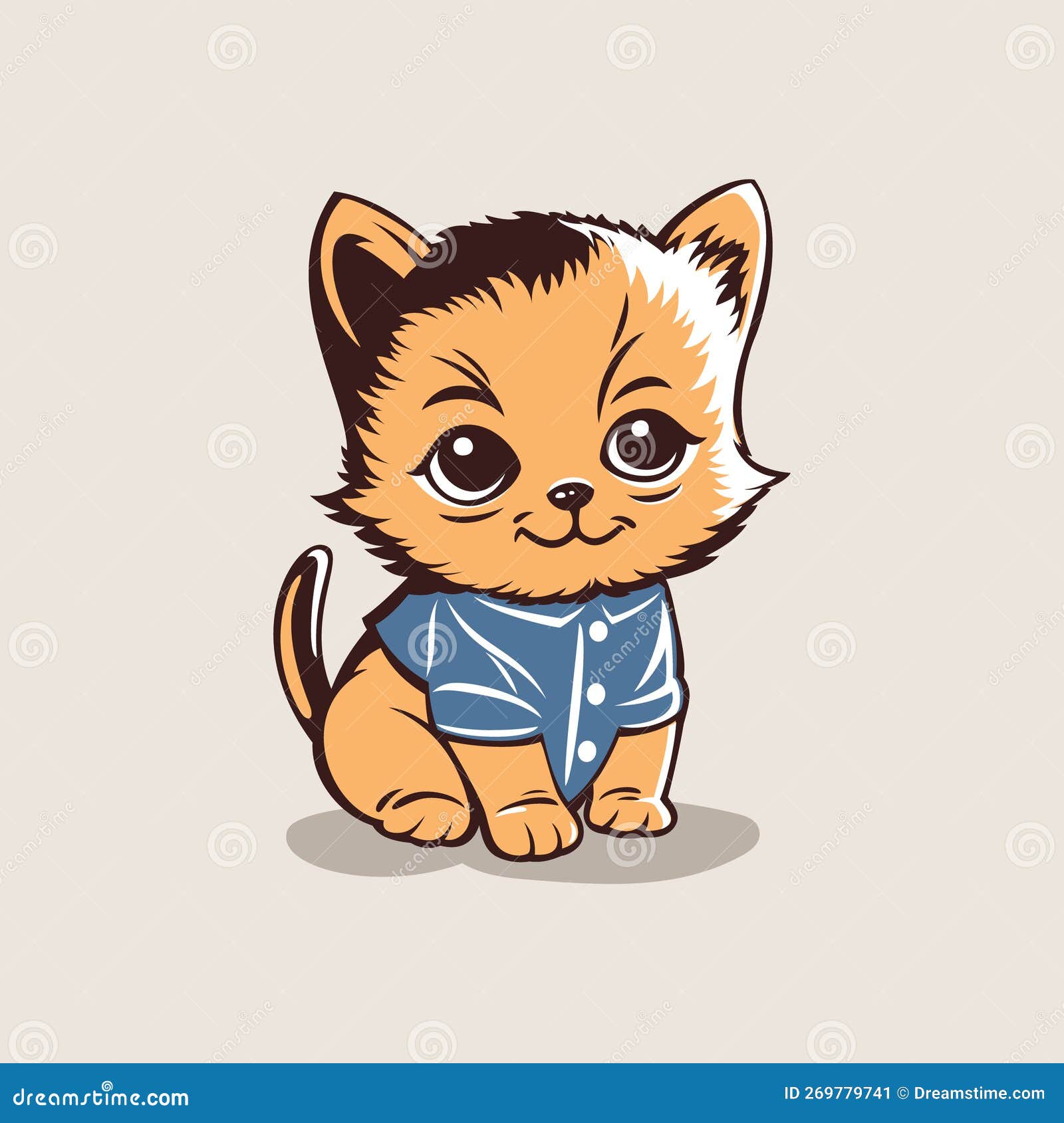 Cute Little Cat Vector Illustration. Stock Vector - Illustration of ...