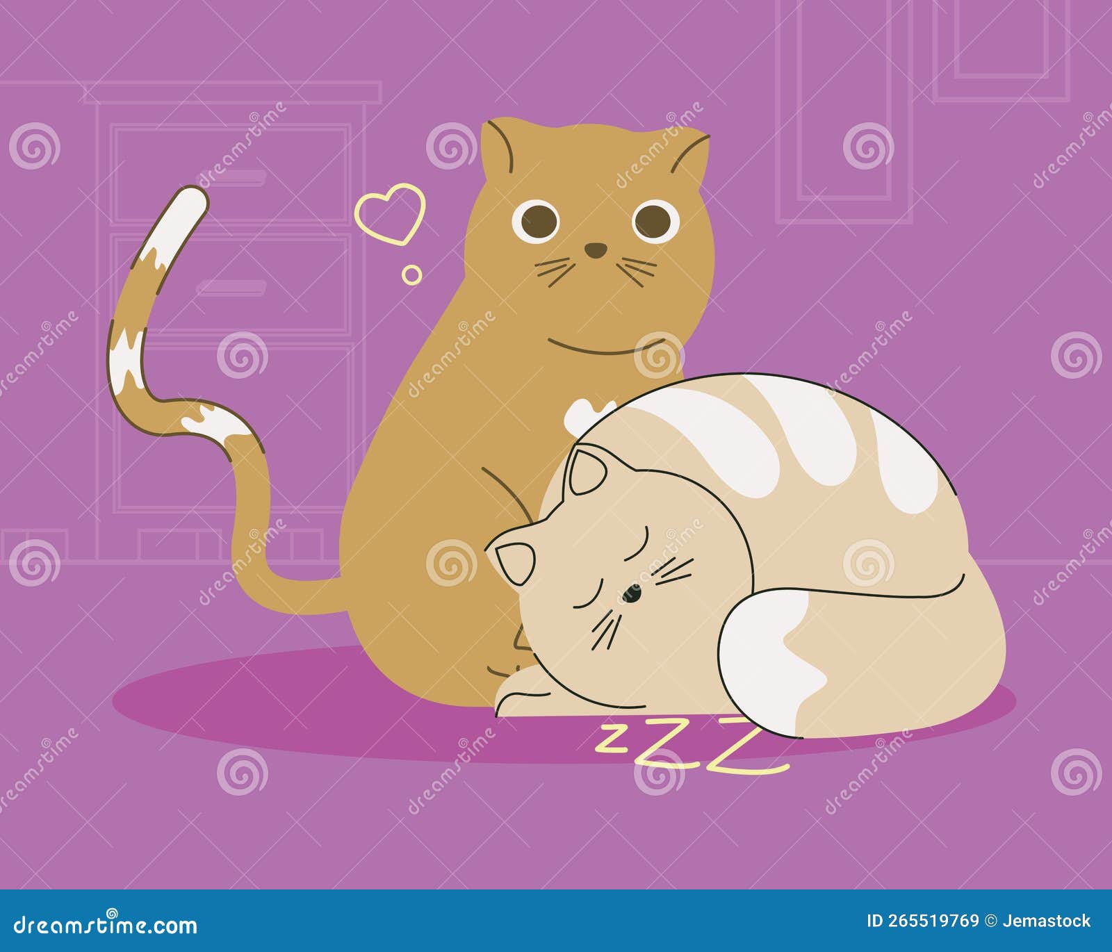 Cute little cats lovers stock vector. Illustration of vector - 265519769