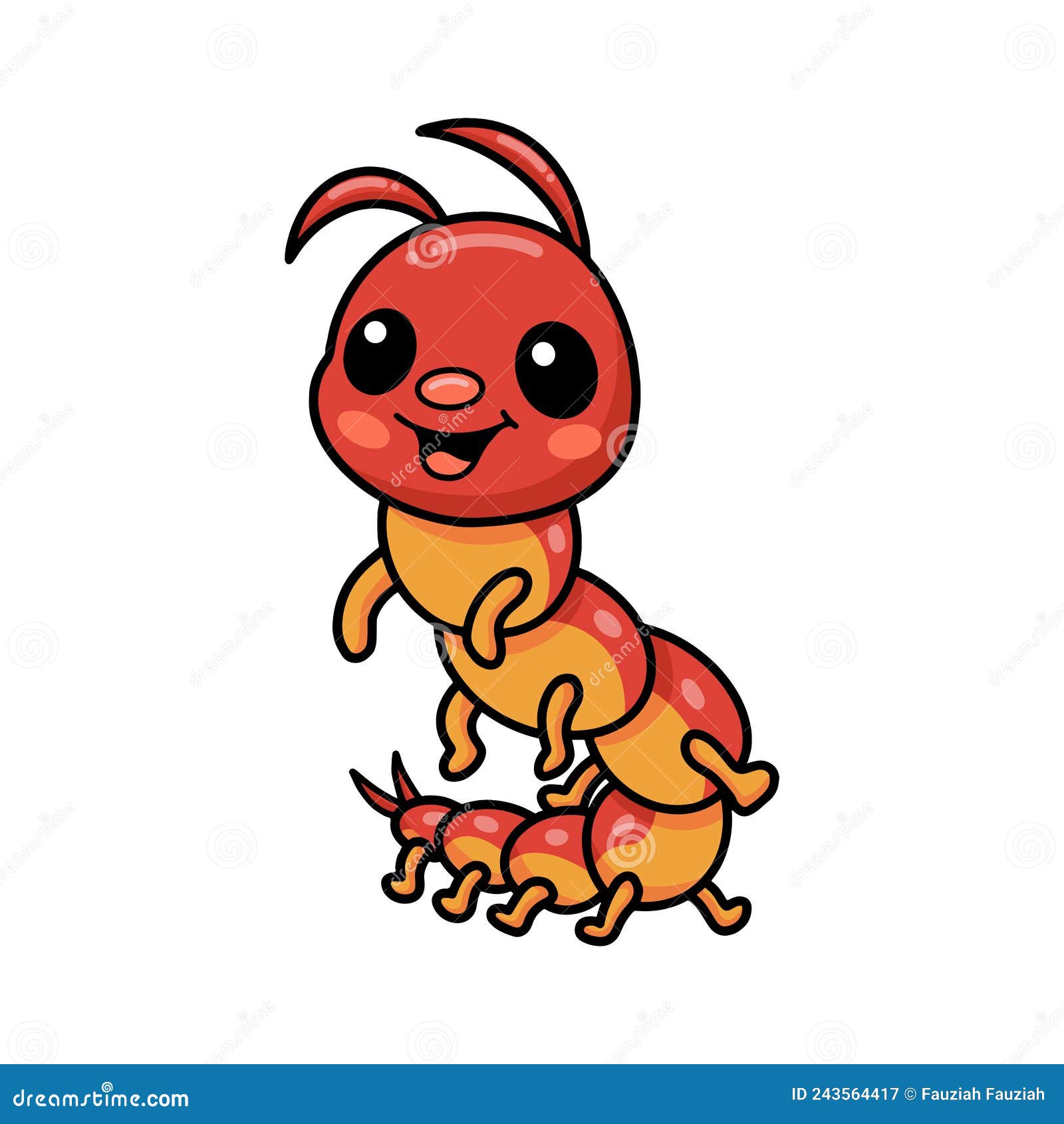 Cute Little Centipede Cartoon Character Stock Vector - Illustration of ...