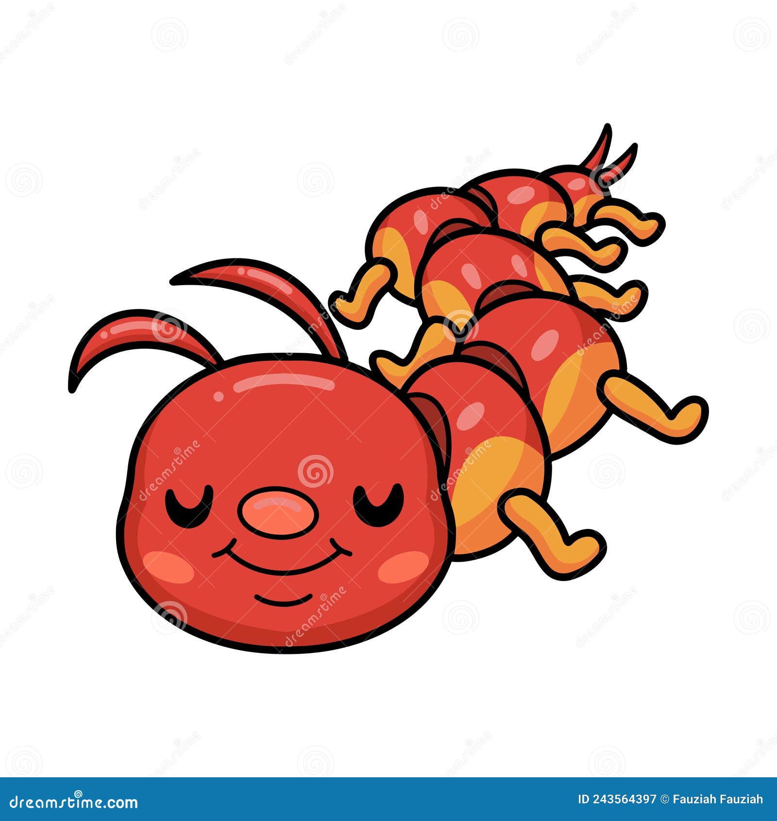 Cute Little Centipede Cartoon Sleeping Stock Vector - Illustration of ...