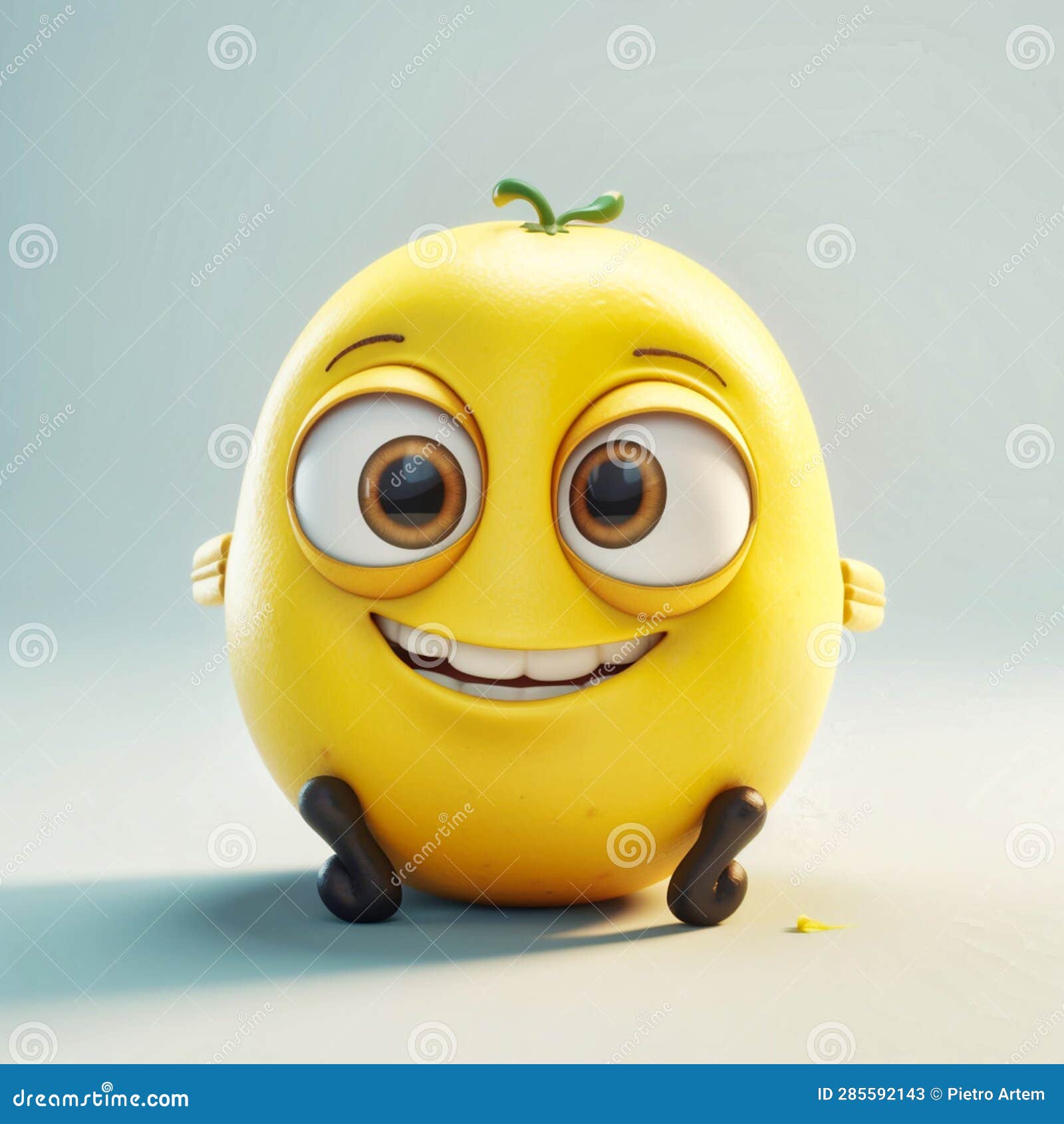 A Cute Little Character Like a Lemon with a Happy Face, Generative AI ...
