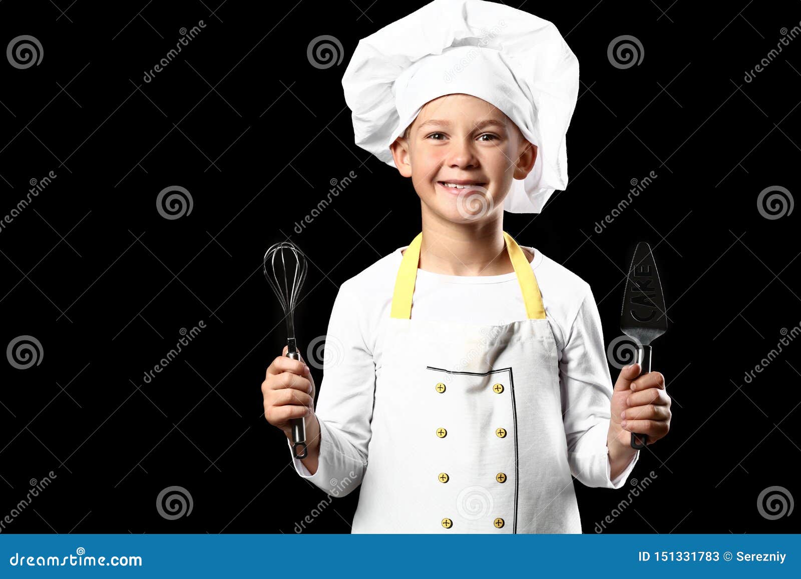 Cute Little Chef on Dark Background Stock Image - Image of occupation ...