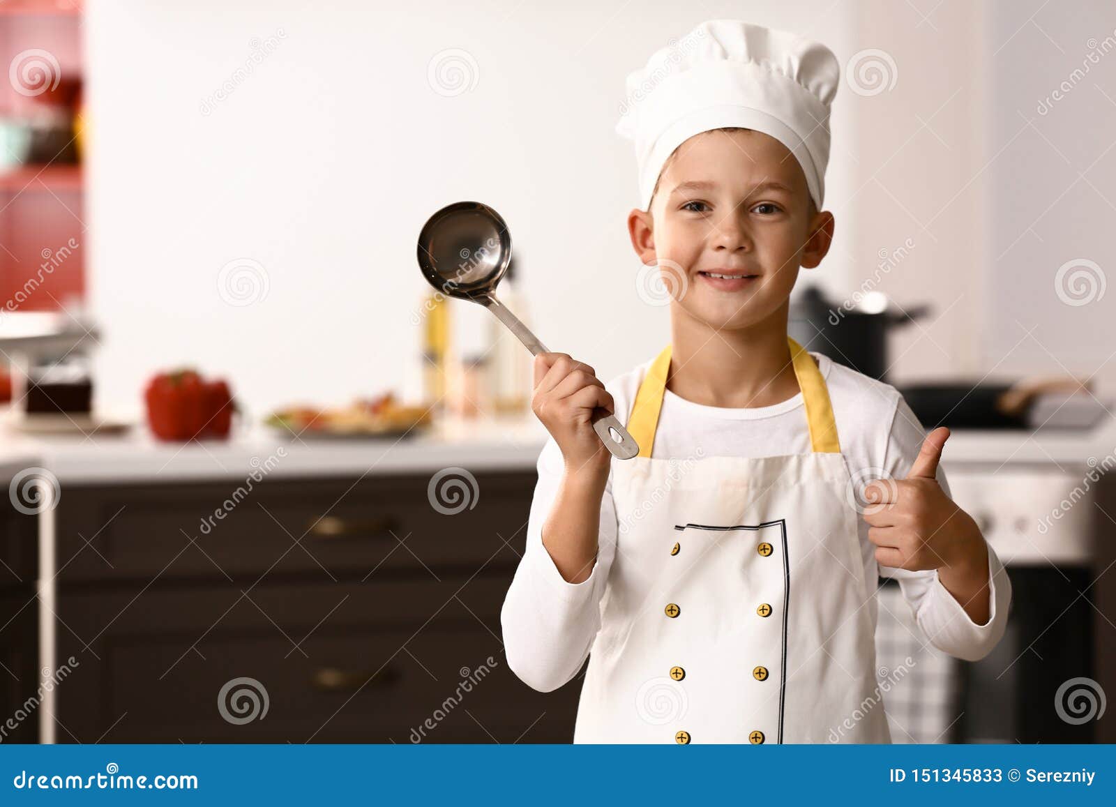 Cute Little Chef in Kitchen Stock Image - Image of little, culinary ...