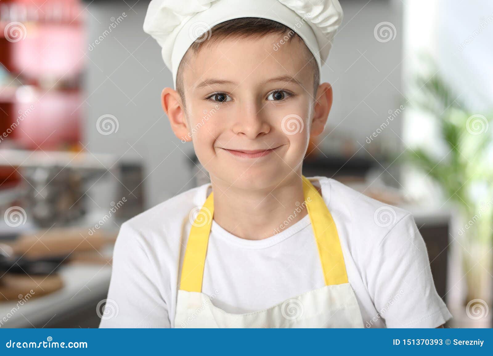 Cute Little Chef in Kitchen Stock Image - Image of dish, chef: 151370393