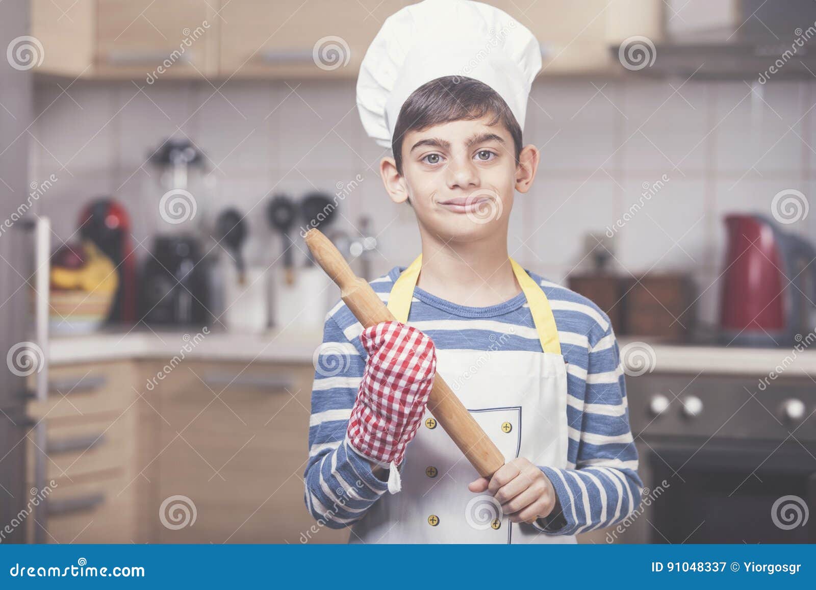 Cute little chef stock image. Image of smiling, dressed - 91048337