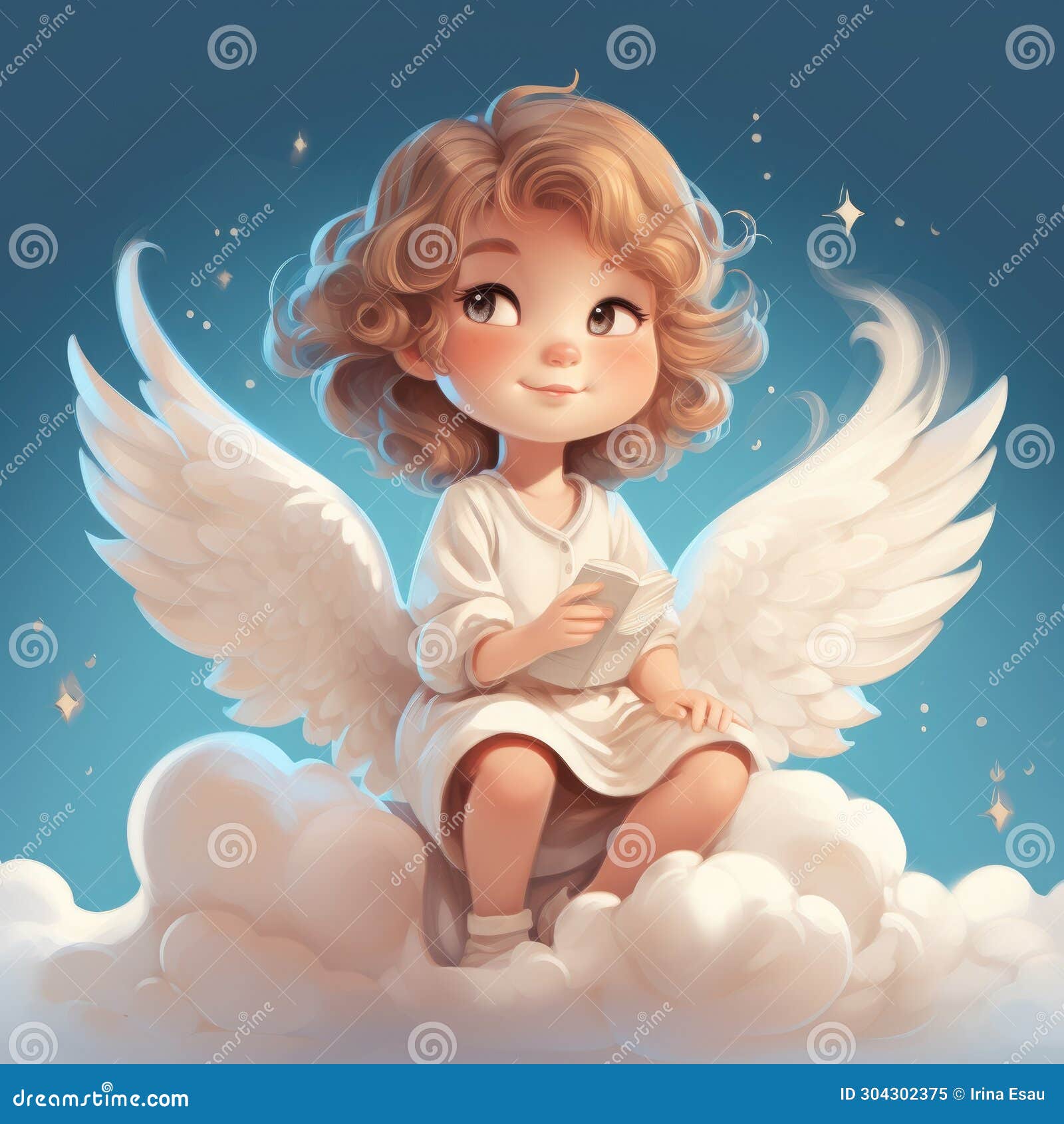 Little Cherub Angel Kid Cartoon Expressions Set Vector Illustration ...