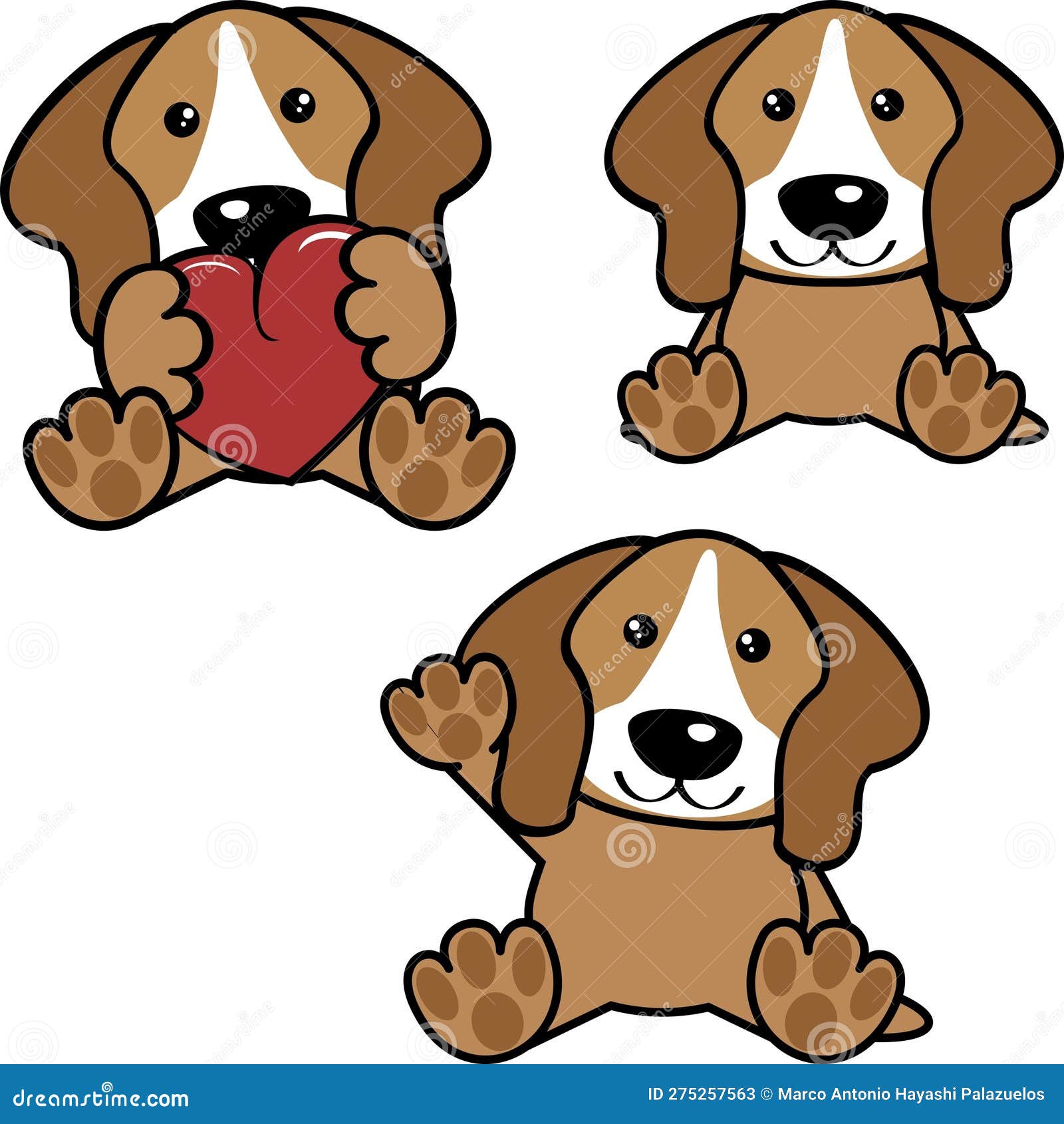 Cute Little Chibi Baby Puppy Character Cartoon Sitting Pack Stock ...