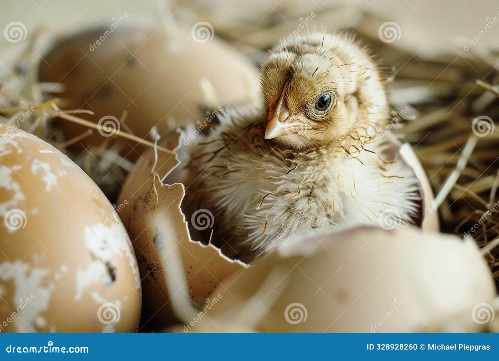 A Cute Little Chick Hatches from an Egg Stock Photo - Image of little ...