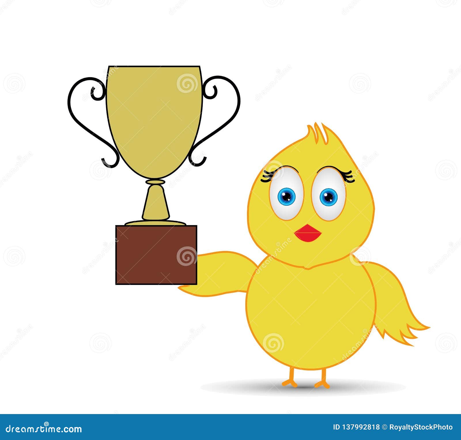 Cute Little Chick Won the Trophy Stock Illustration - Illustration of ...