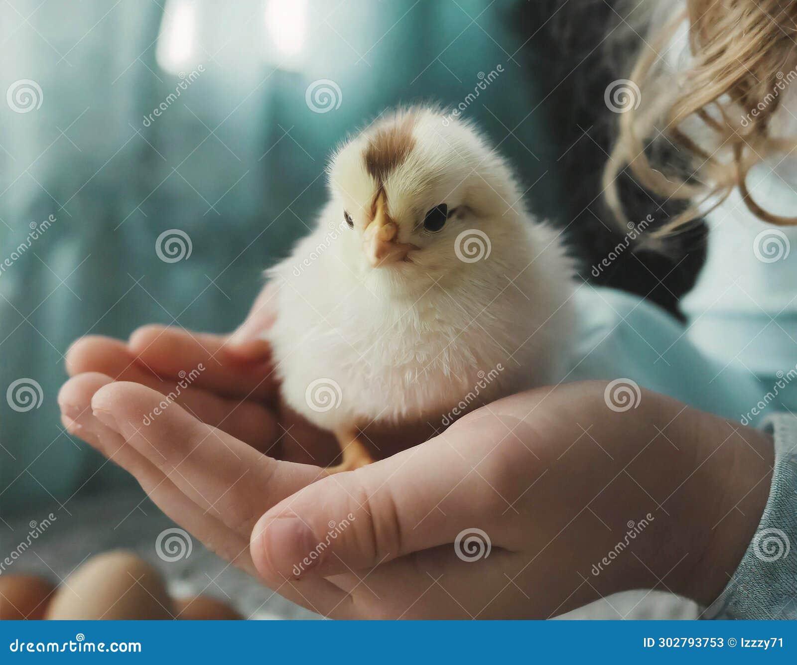 Cute Little Chicken in Hands Stock Illustration - Illustration of ...