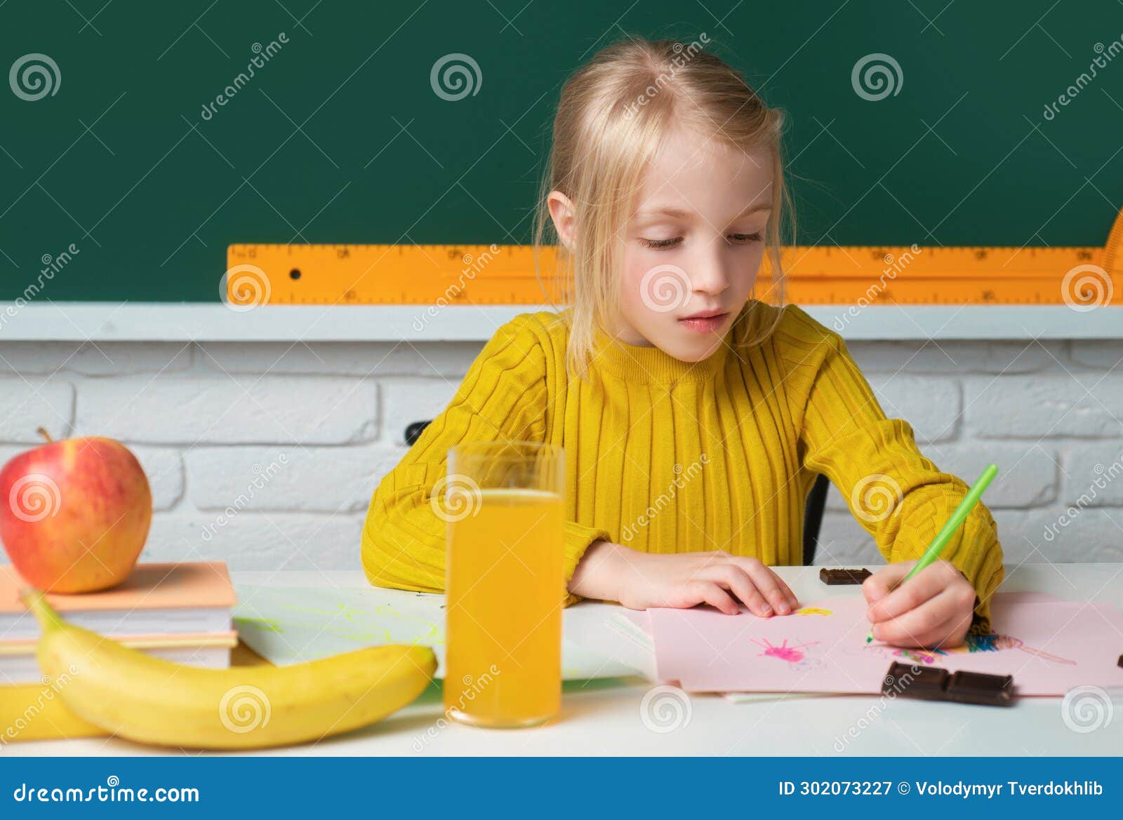 Cute Little Child Studying in Classroom at Elementary School. Genius ...
