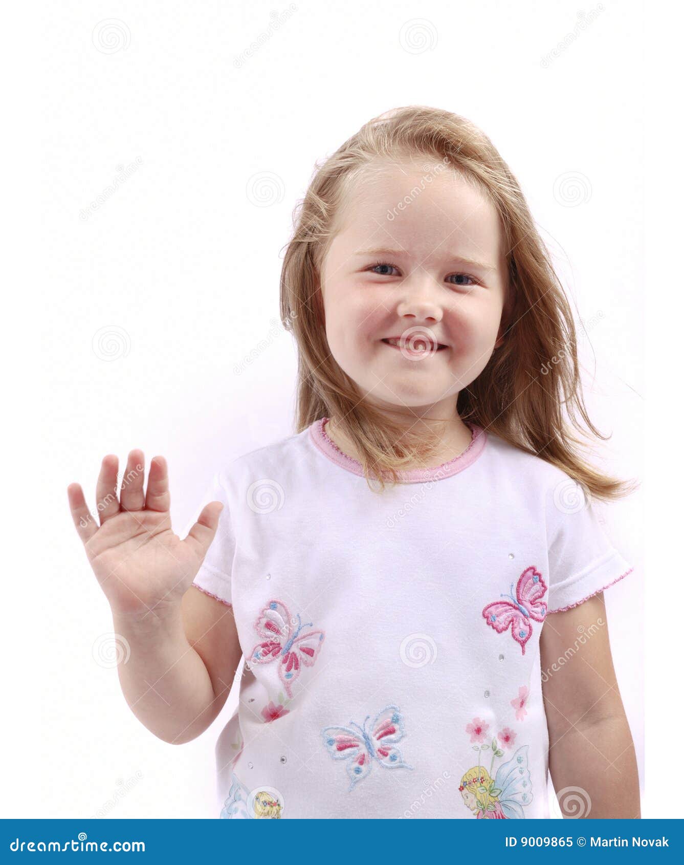 Cute Little Child Waving with Hand Stock Image - Image of cheerful ...