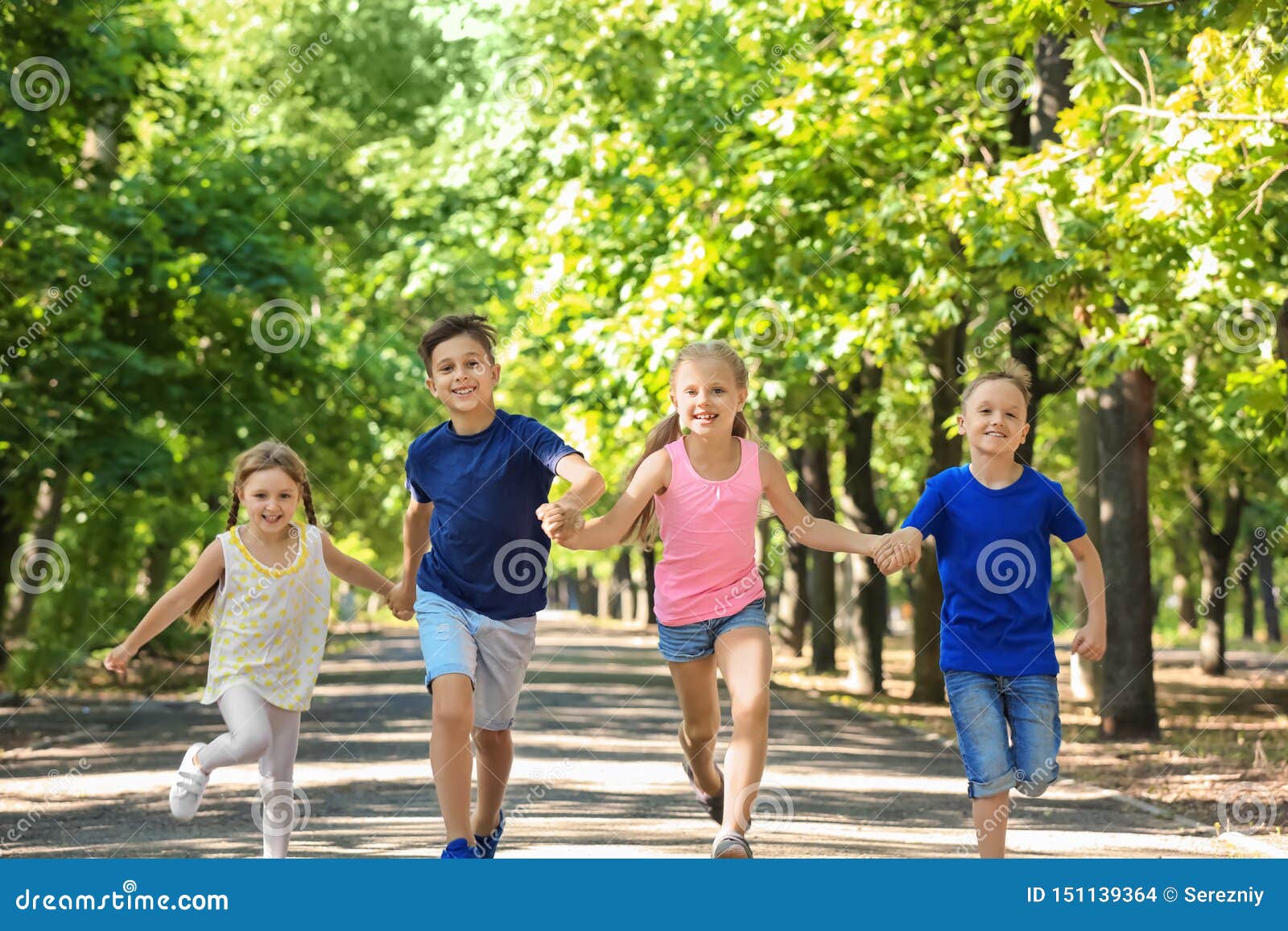 Cute Little Children Playing in Green Park Stock Photo - Image of ...