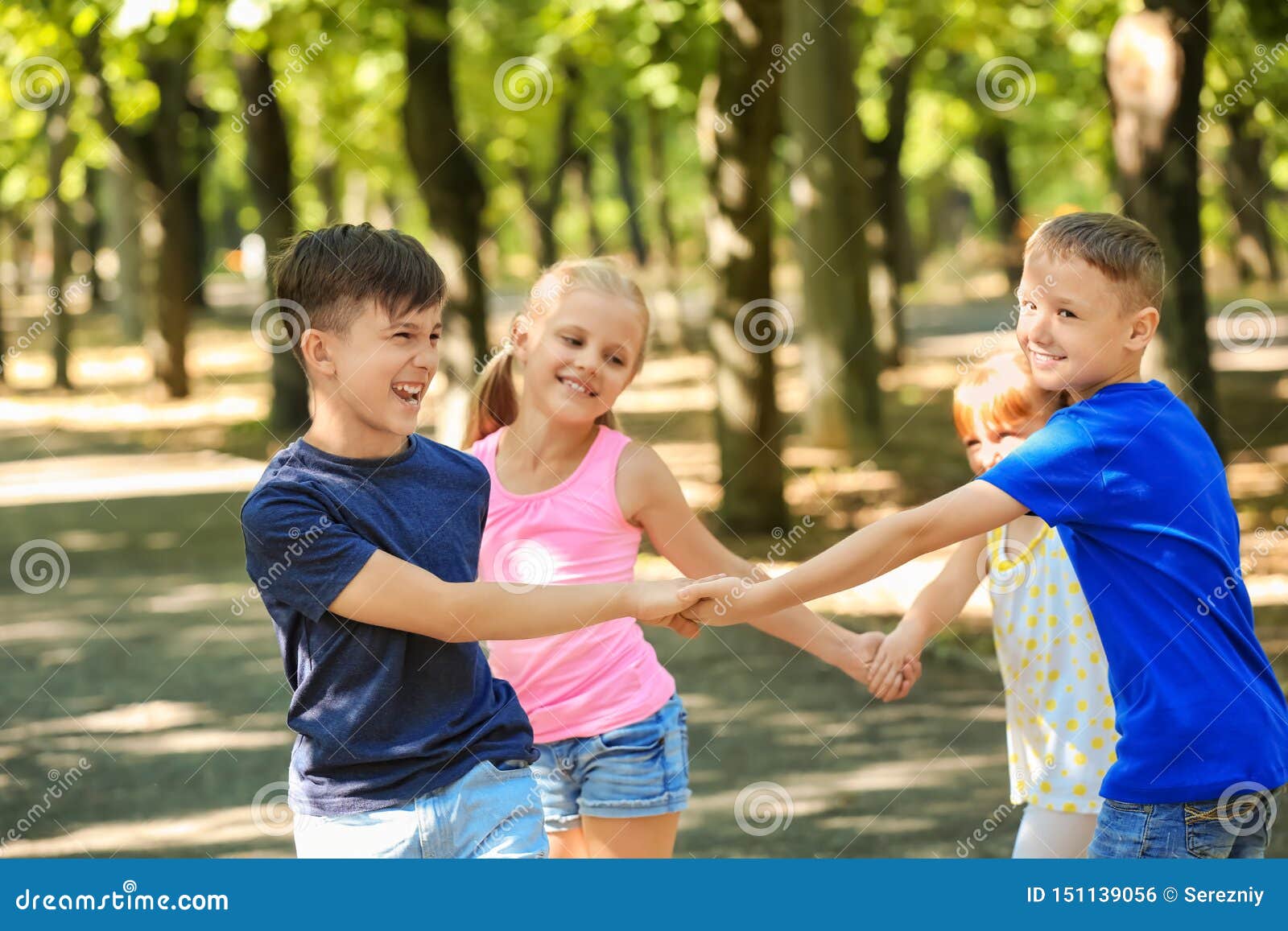 Cute Little Children Playing in Park Stock Photo - Image of group ...