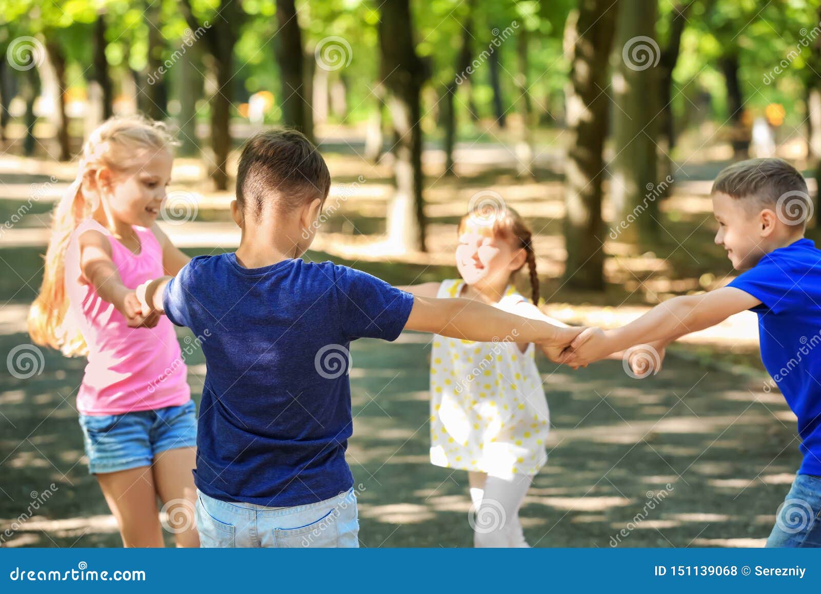 Cute Little Children Playing in Park Stock Photo - Image of growth ...
