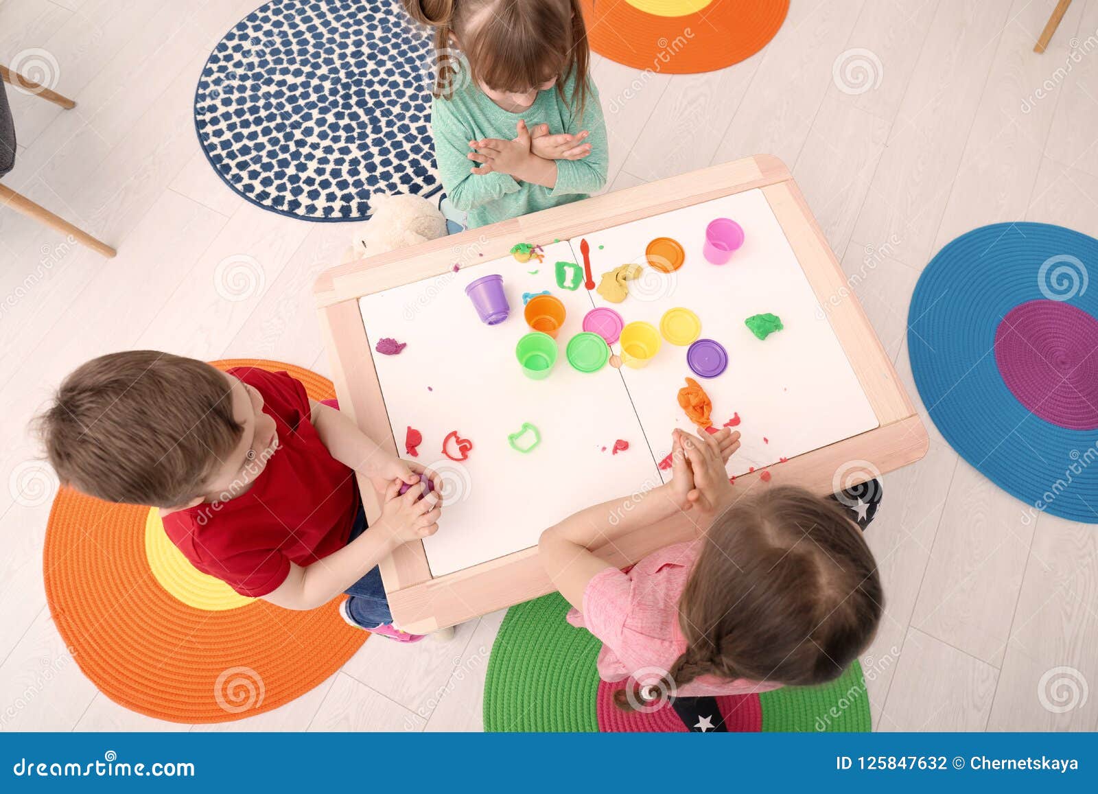 Cute Little Children Using Play Dough Stock Photo - Image of learn ...