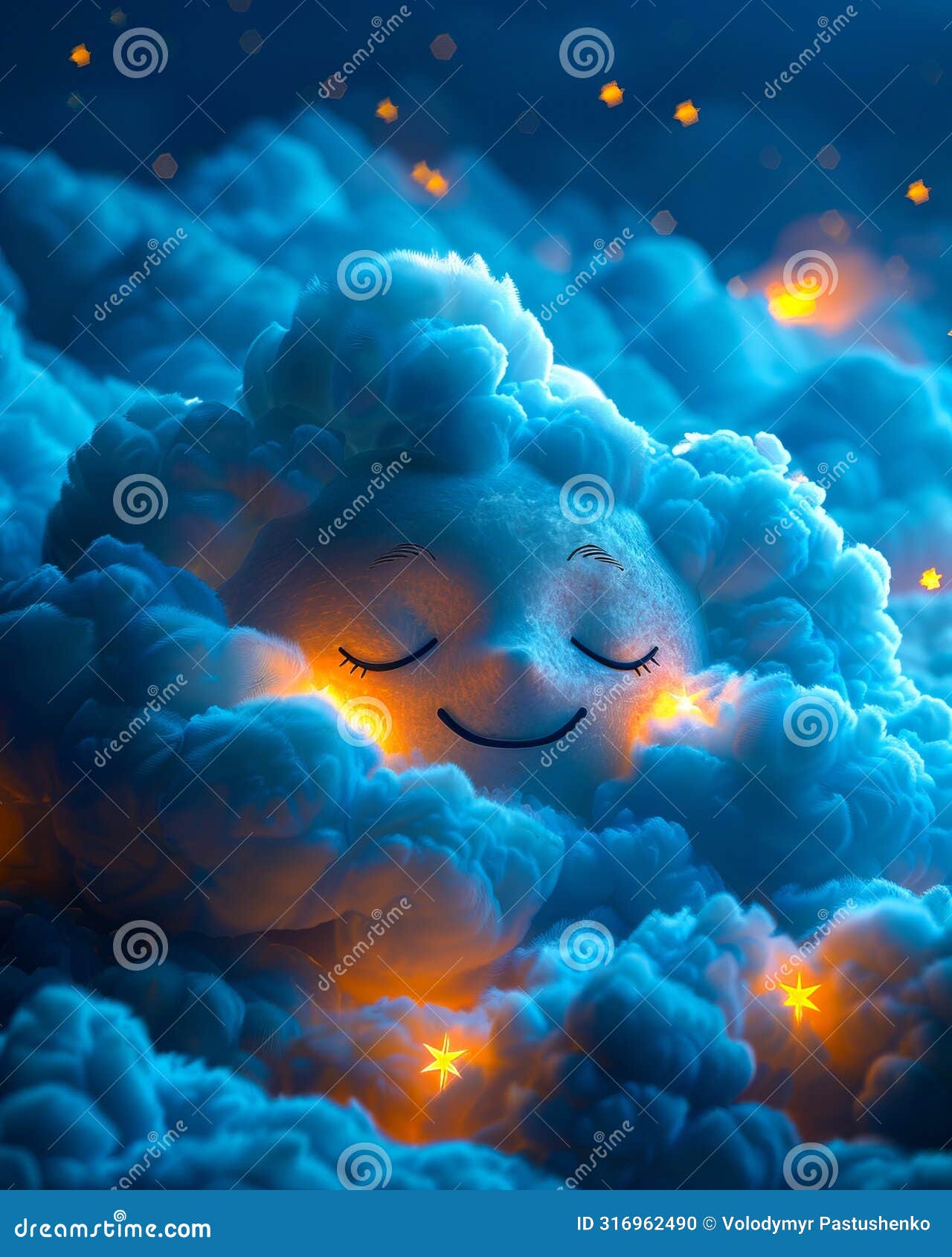 A Cute Little Cloud with a Smiling Face Stock Photo - Image of cute ...