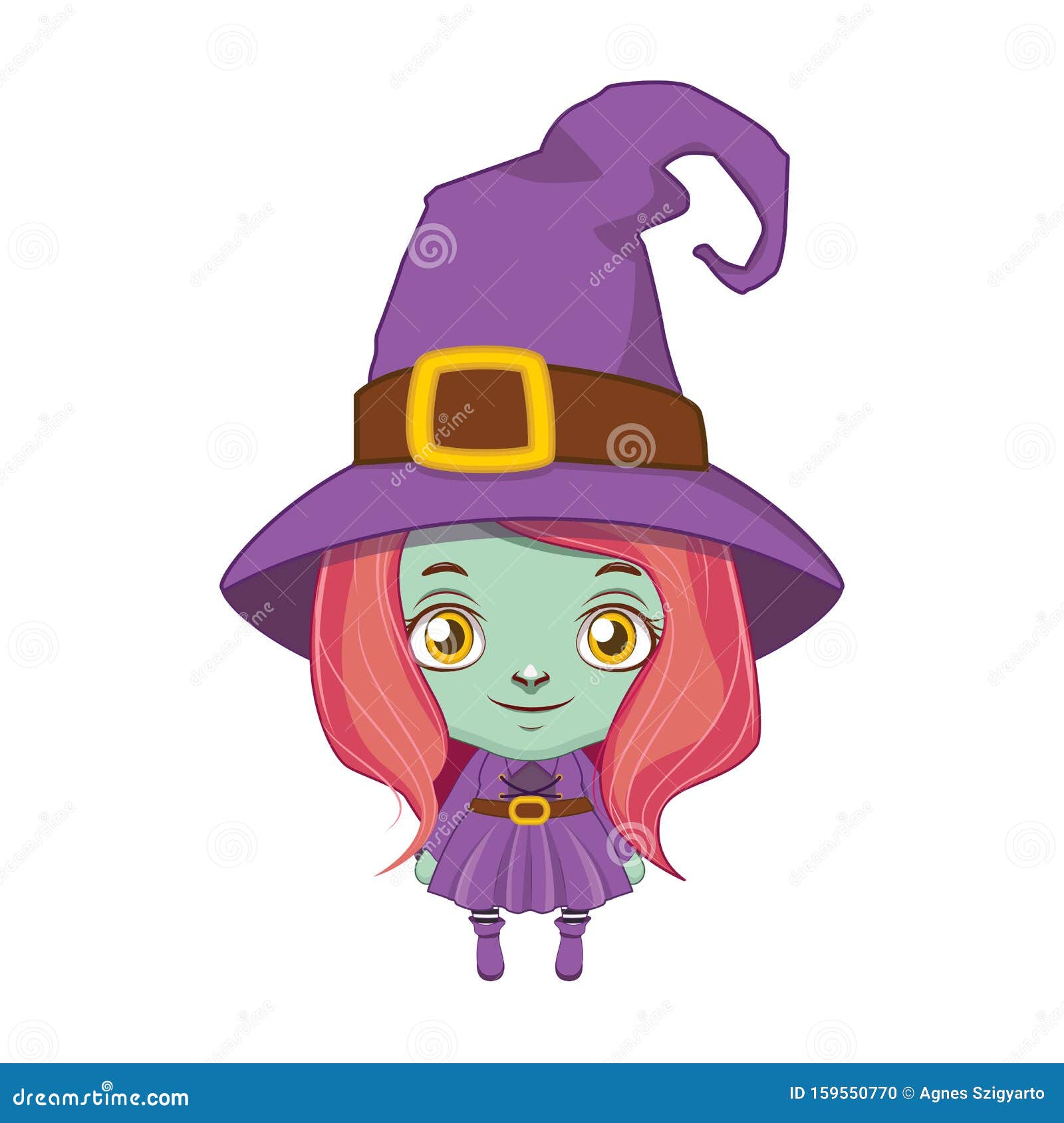 Cute Little Witch Illustration Stock Vector - Illustration of dark ...