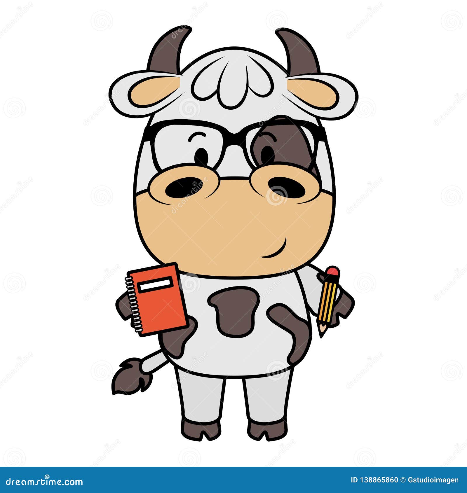 Cute little cow character stock vector. Illustration of cool - 138865860