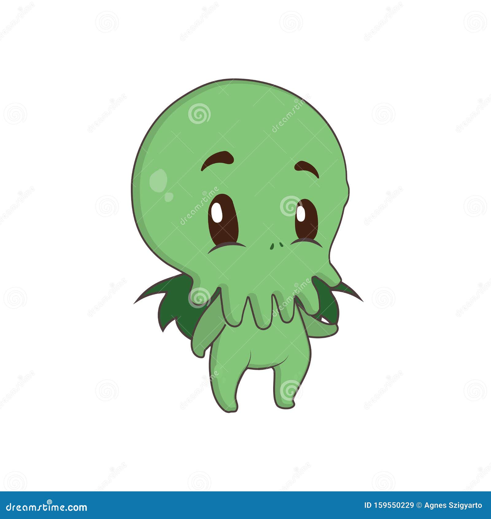 Cute Little Cthulhu Illustration Stock Vector - Illustration of drawn ...