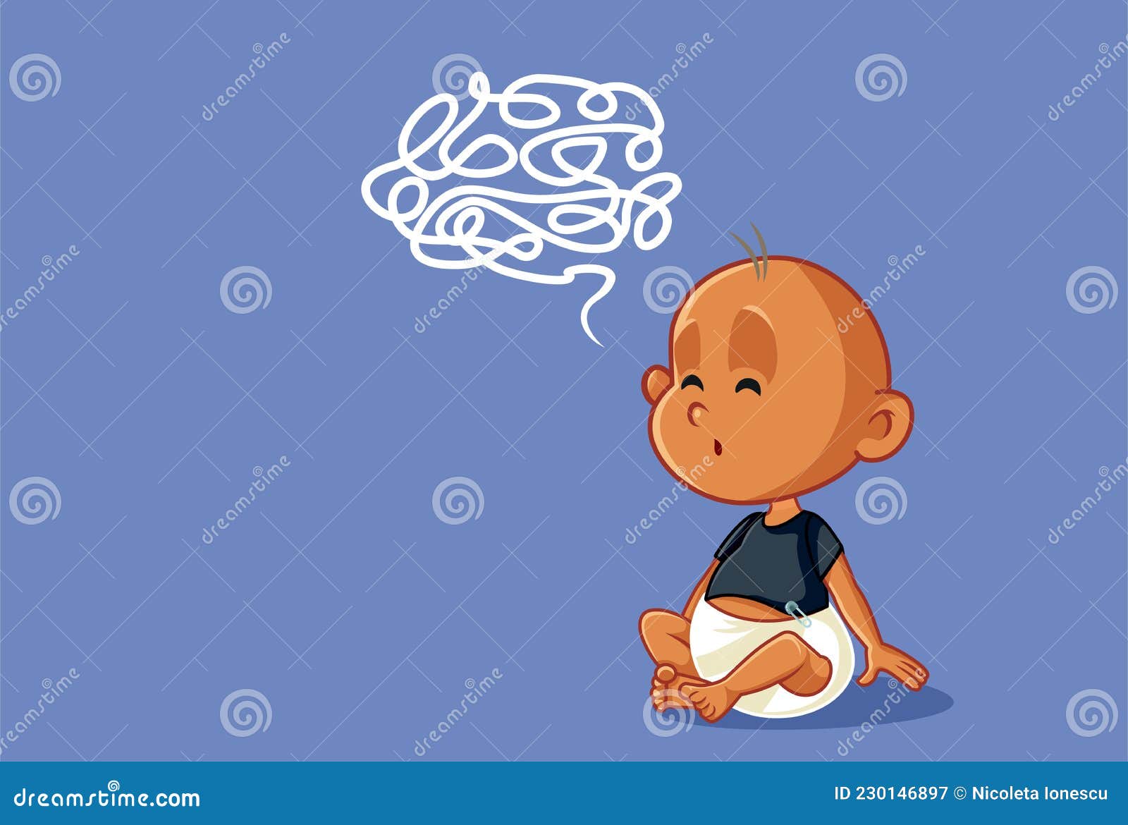 Puzzled Baby Learning Language Vector Cartoon Illustration Stock Vector ...