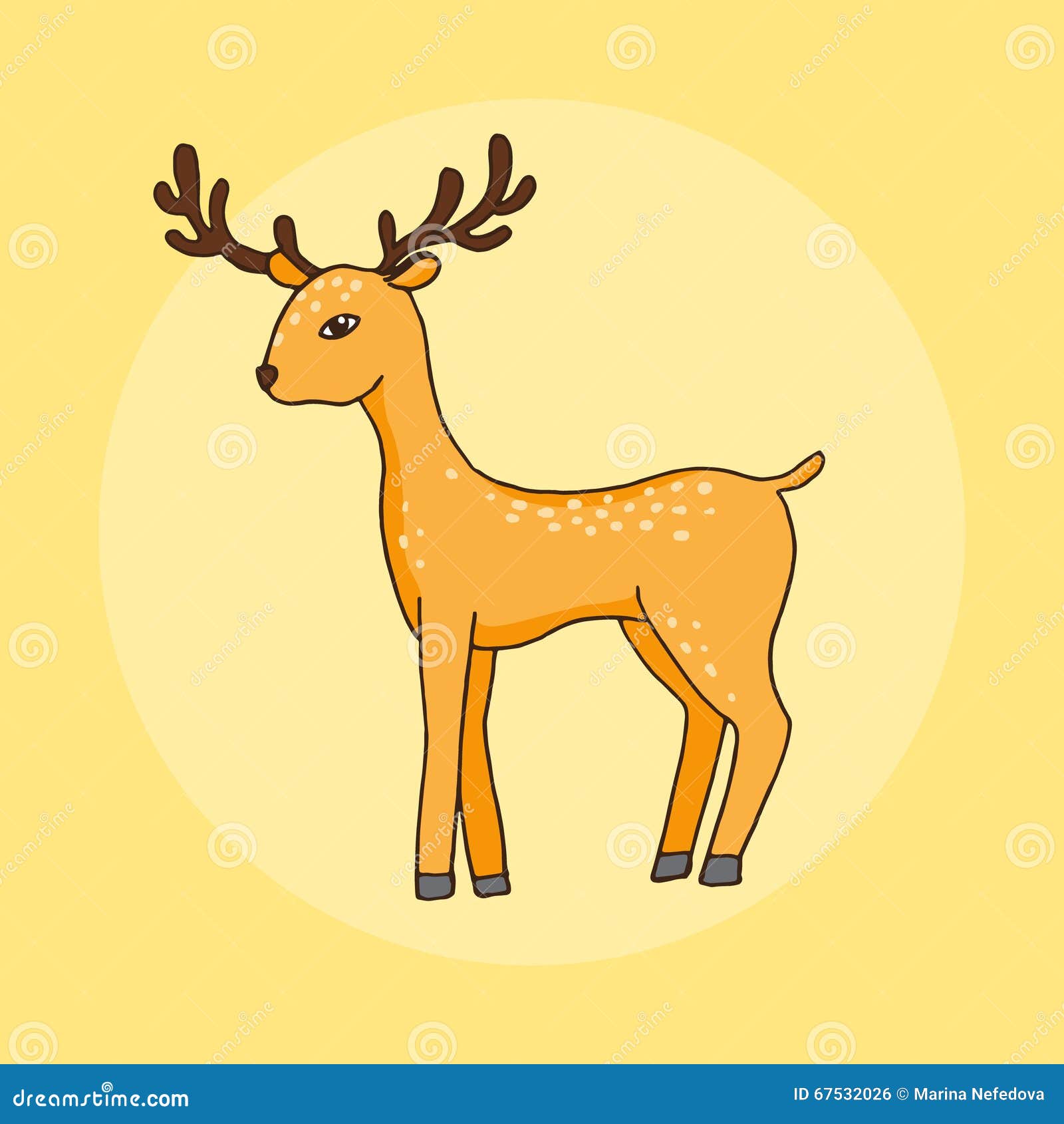 Cute Little Dear in Cartoon Style Stock Illustration - Illustration of ...