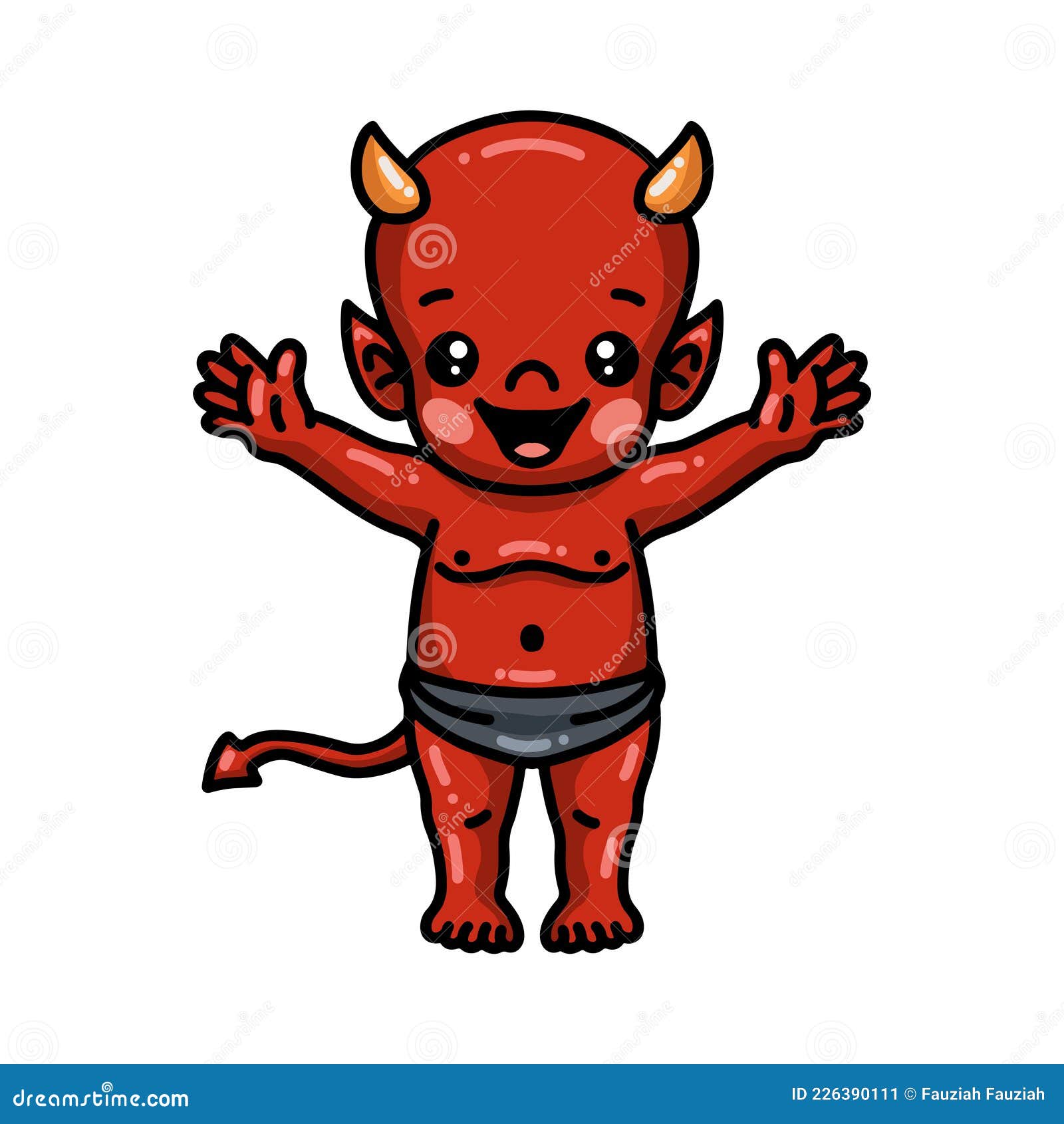 Cute Little Devil Cartoon Raising Hands Stock Vector - Illustration of ...