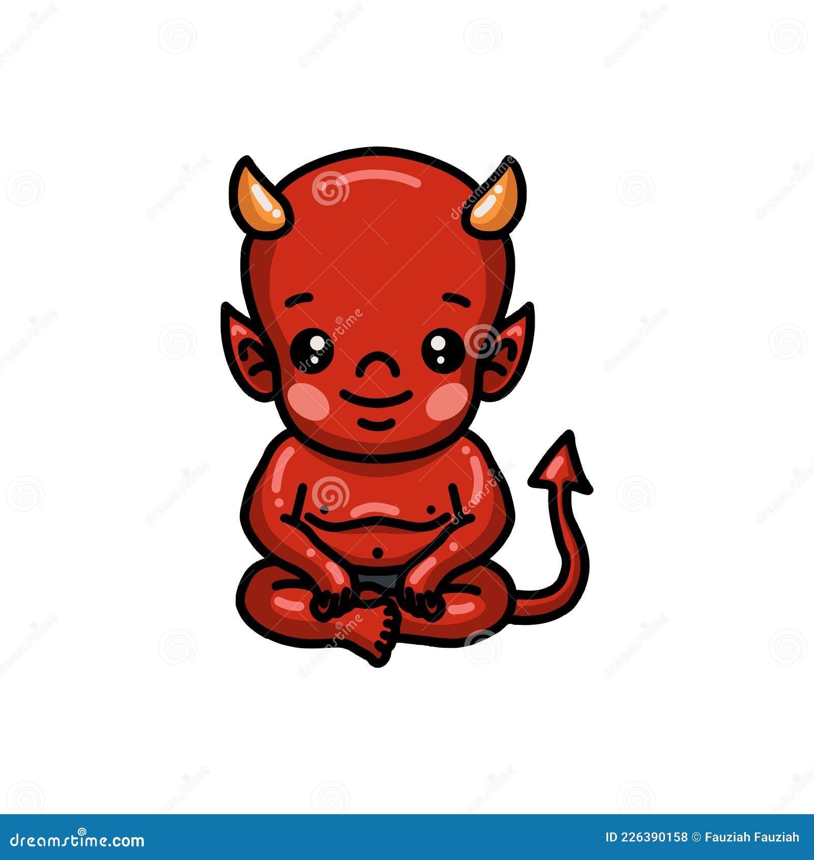 Cute Little Devil Cartoon Sitting Stock Vector - Illustration of ...