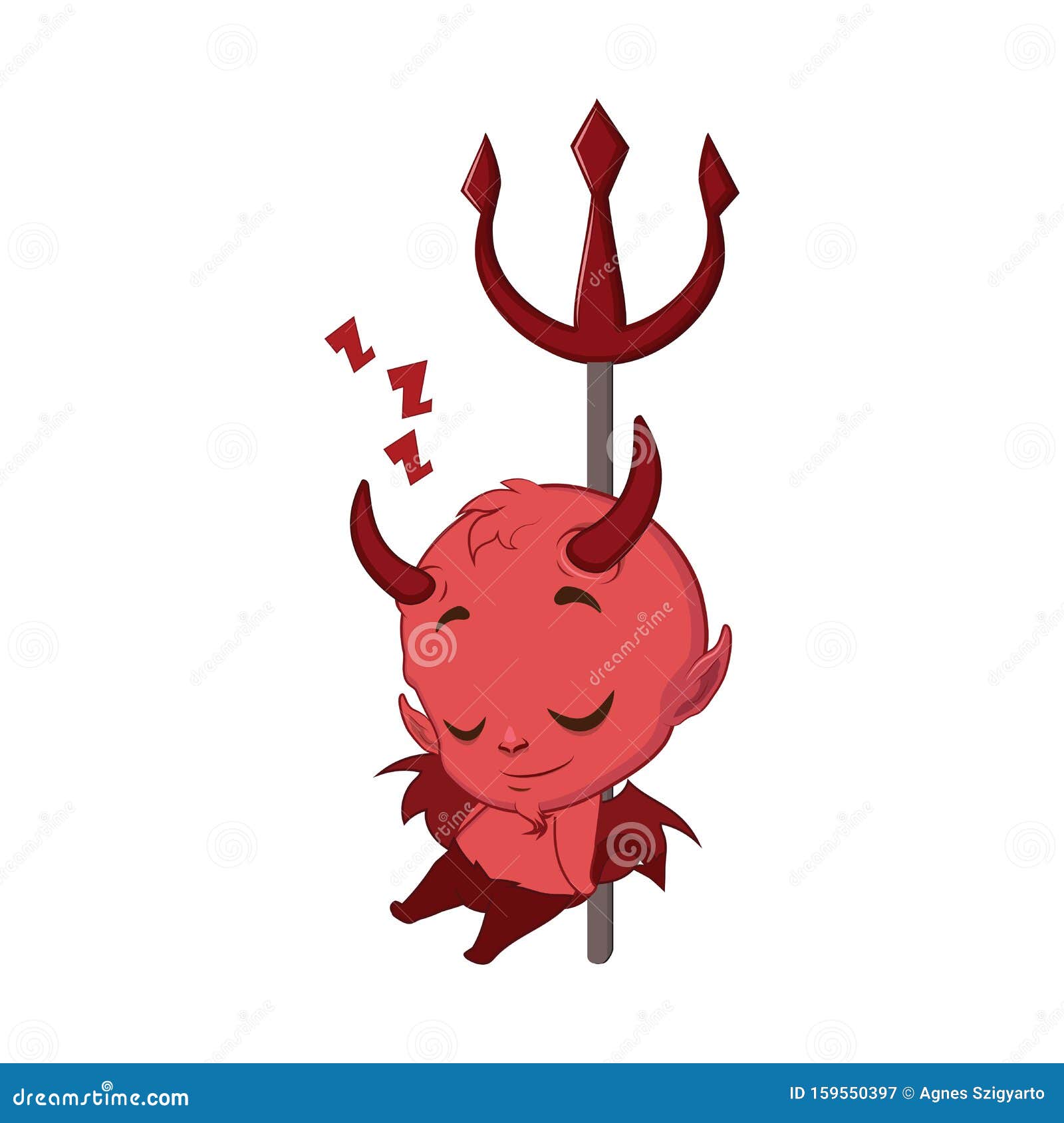 Little Devil Sleeping Next To His Pitchfork Stock Vector - Illustration ...