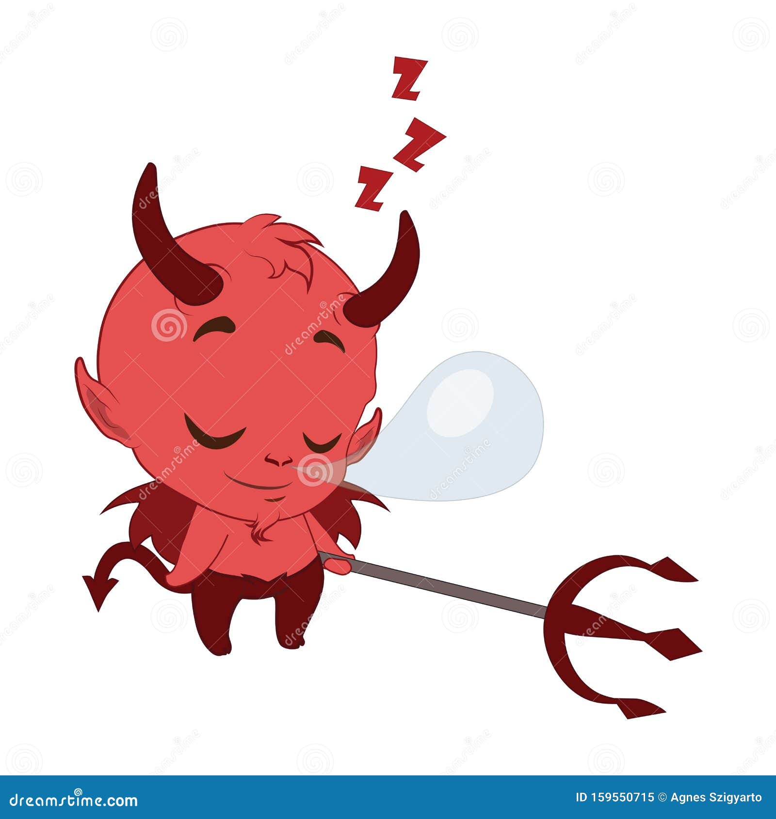 Sleeping Demon With Big Smile. Cartoon Cute Face. Gaiety Emotion Vector ...