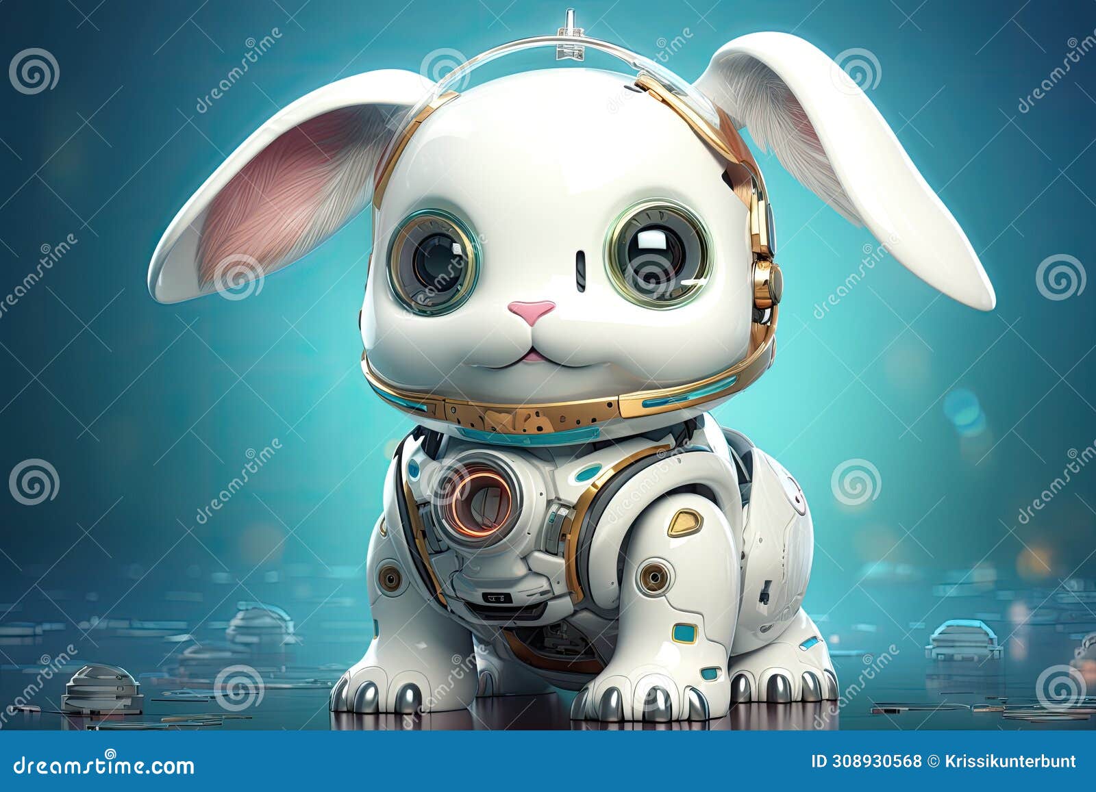 Cute Little Digital Bunny Robot Pet Technology AI Generated Stock ...