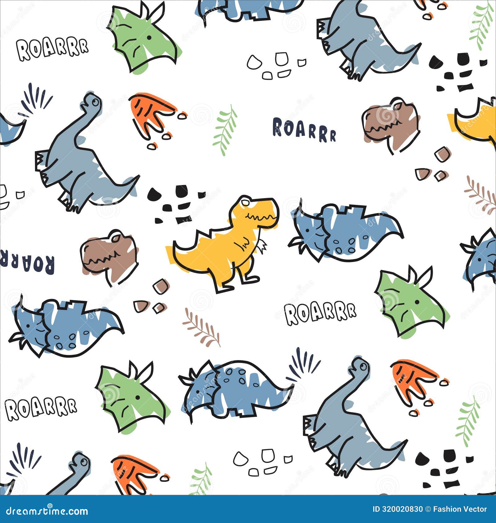 Cute Little Dino Pattern Print Vector Art Stock Vector - Illustration ...