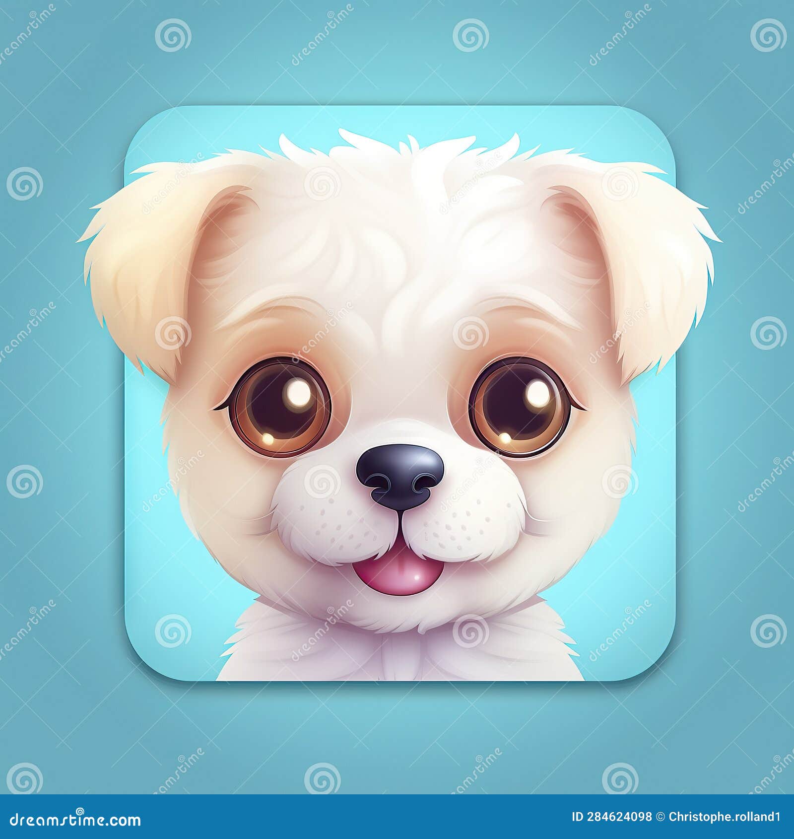 Cute Little Dog - Ios Style Icon - Generative AI, AI Generated Stock ...
