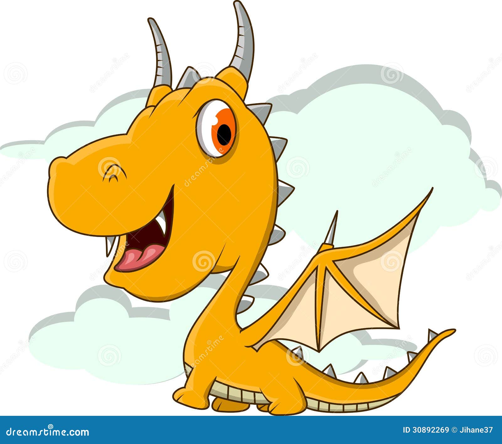 Cute little dragon cartoon stock illustration. Illustration of ...