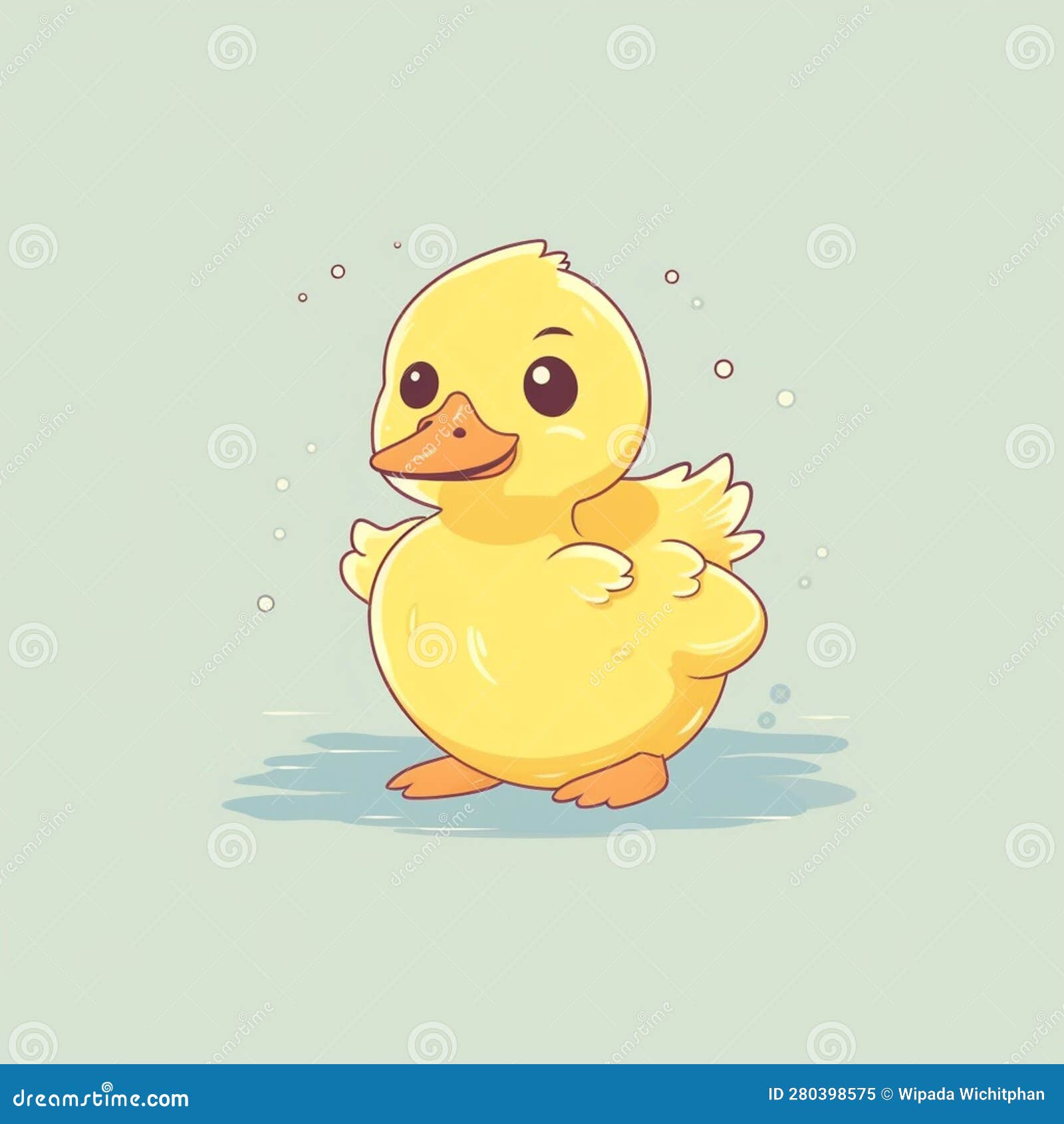 Cute Little Duck Cartoon Illustration Stock Illustration - Illustration ...